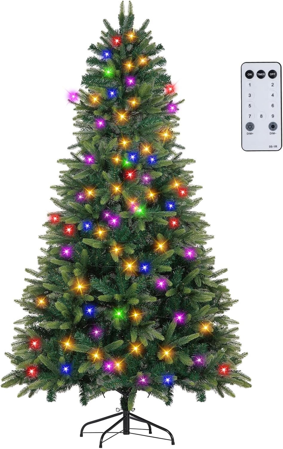 NALONE 7FT Pre-Lit Christmas Tree with Remote Control and Timer ...