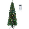NALONE 7FT Pre-Lit Christmas Tree with Remote Control and Timer, Artificial Pencil Christmas ...