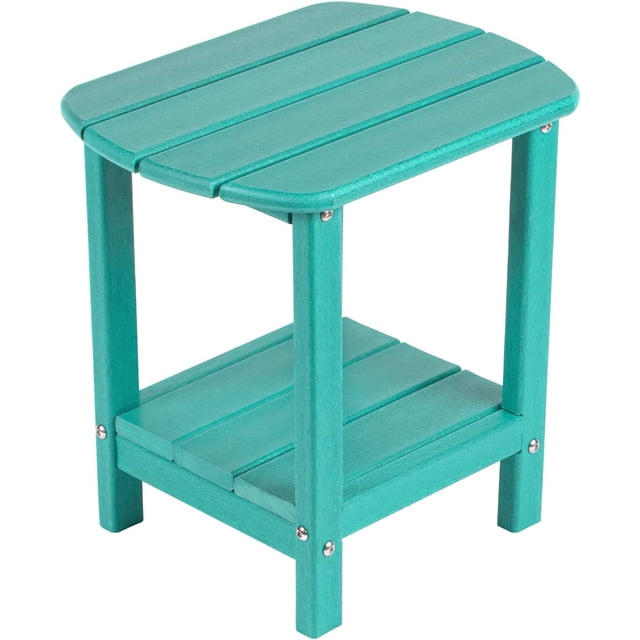 NALONE 16.5 Inch Outdoor Plastic Adirondack Side Table, Double Deck ...