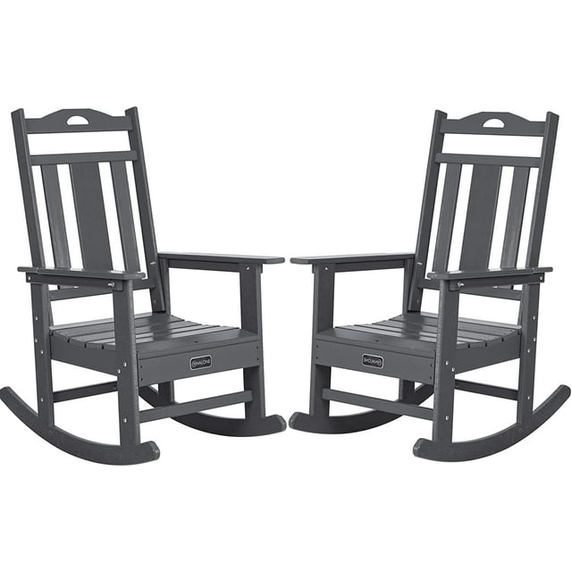 NALONE Weatherproof Outdoor Rocking Chair Set, HDPE Material, 350+ lbs ...