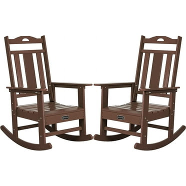 BizChair Set of 2 Contemporary Rocking Chairs, All-Weather HDPE Indoor ...