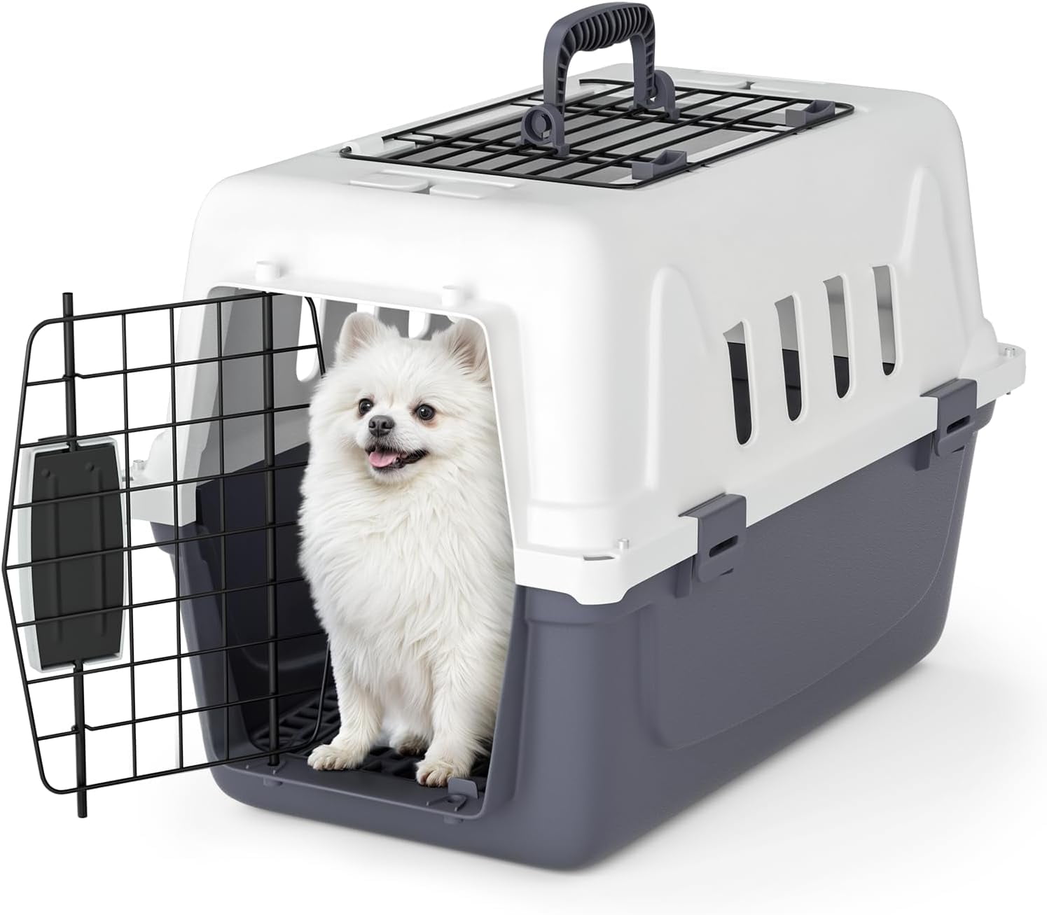 NALYL 18 Inch Hard-Sided Plastic Dog Carrier, 2-Door Top-Loading Kennel ...