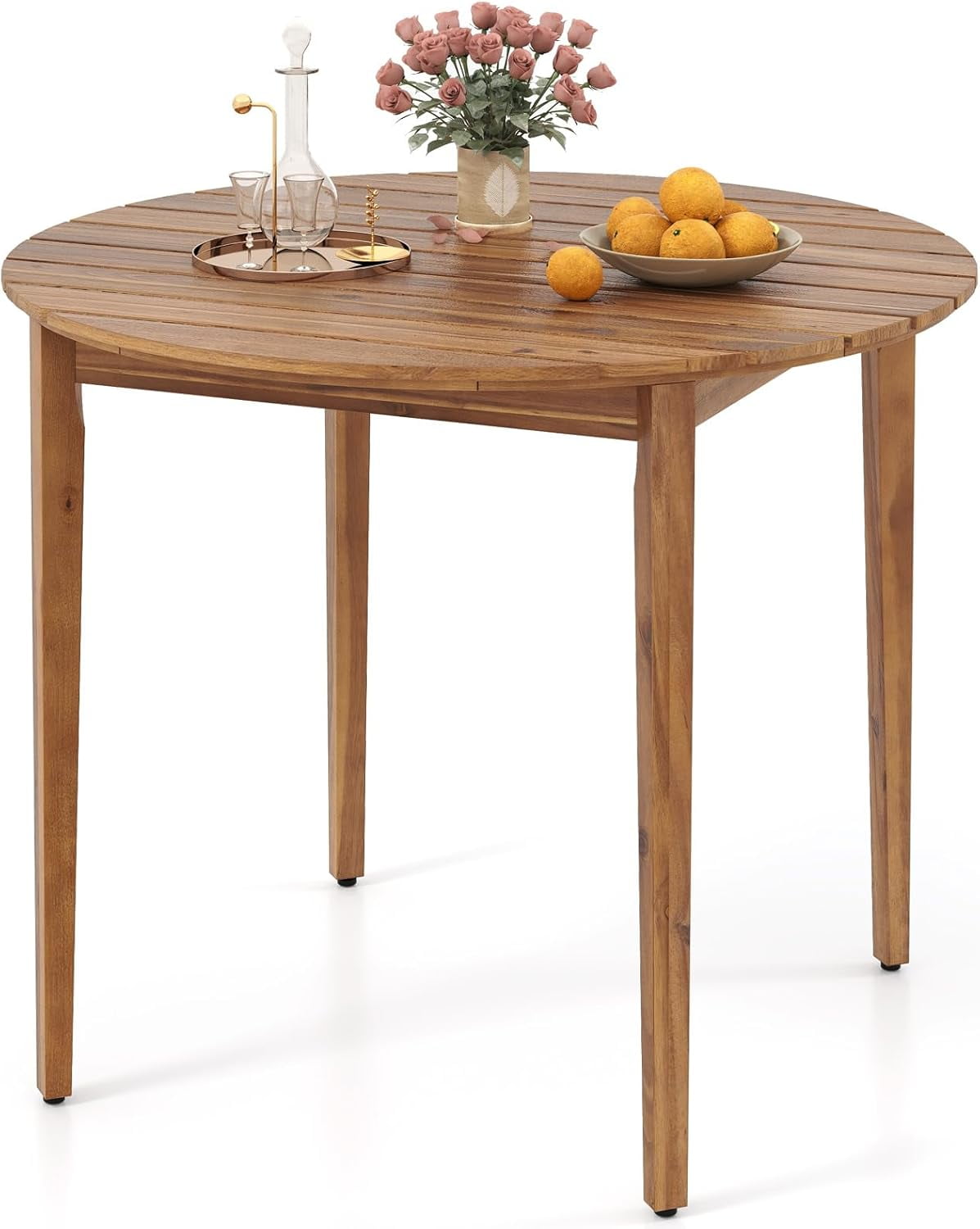 NALYL Acacia Wood Round Dining Table for 4 People, 36" Rustic Patio ...