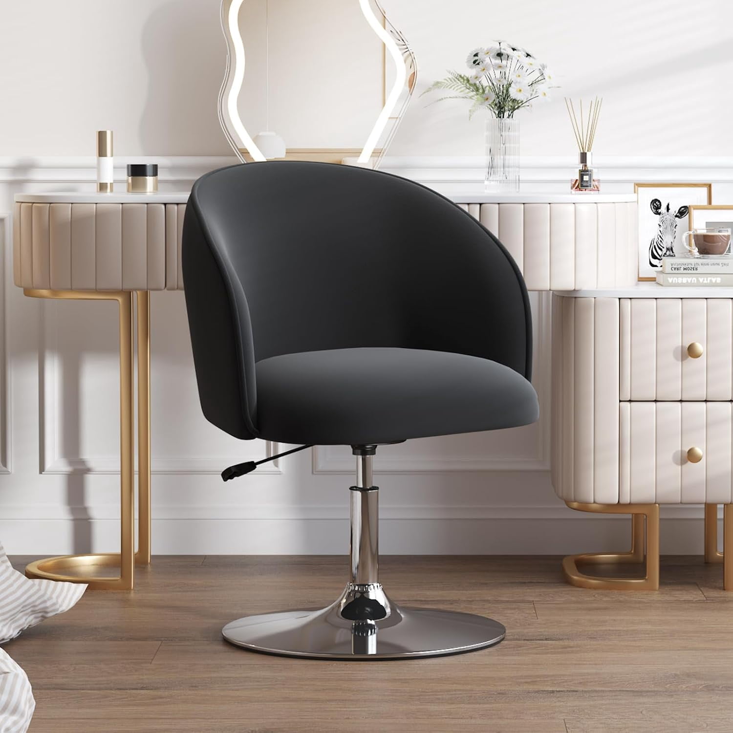 NALYL Chair Contemporary Height Adjustable Round Velvet Back Tilt ...