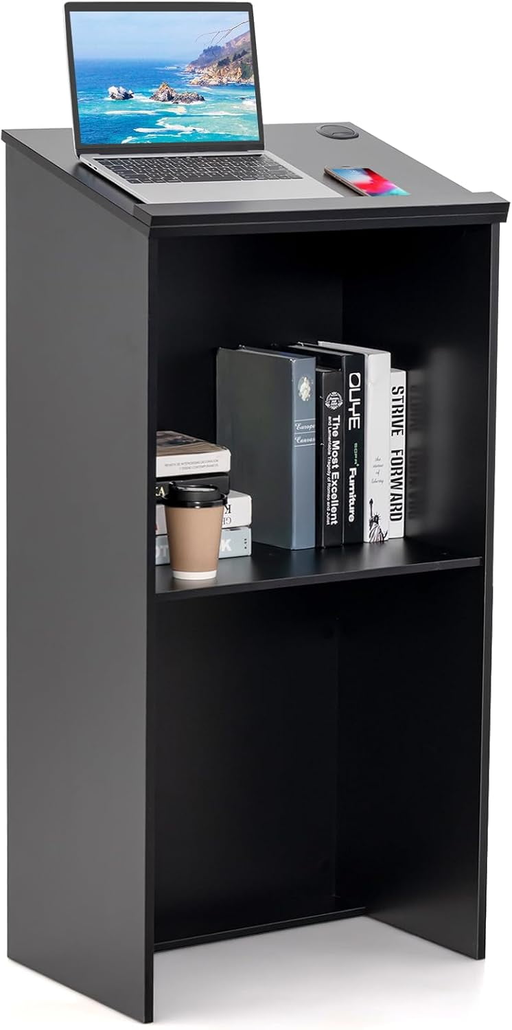 NALYL Floor Standing Podium, Wooden Speaking Lectern with Adjustable ...