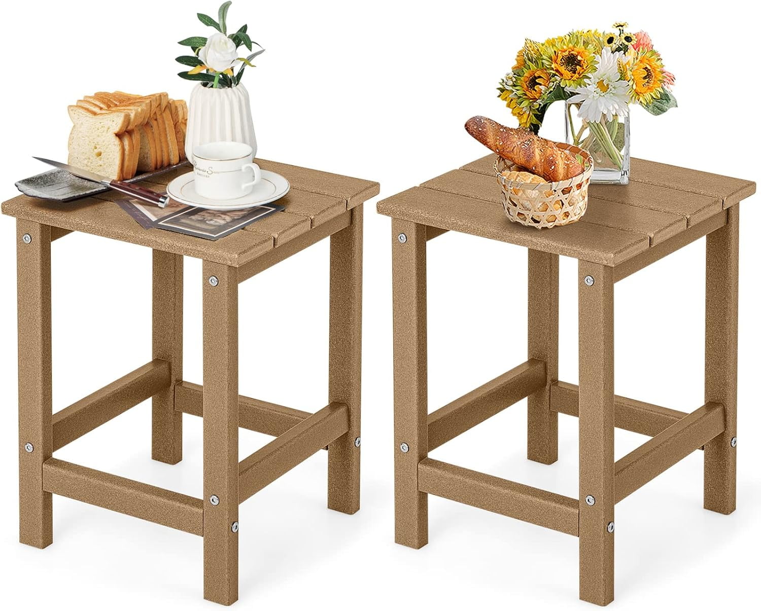 NALYL Square Outdoor Side Table, Weather Resistant HDPE Adirondack ...