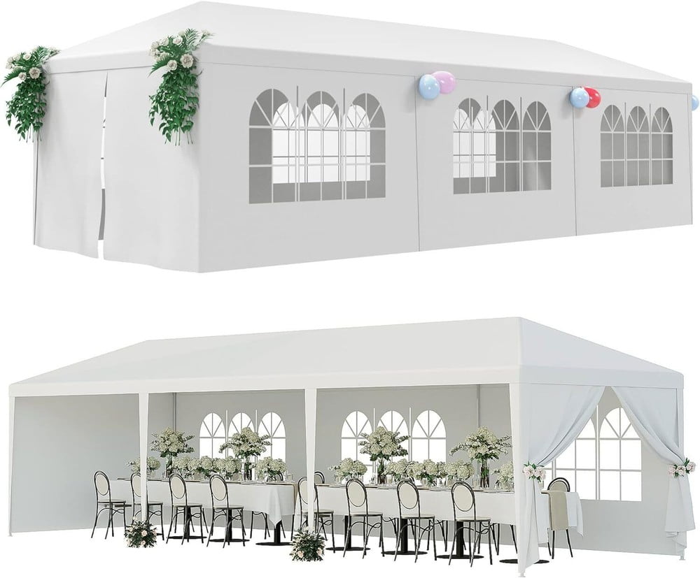 NALYL2-Pack 10'x30' White Party Tent Canopy Wedding Outdoor Gazebo with ...