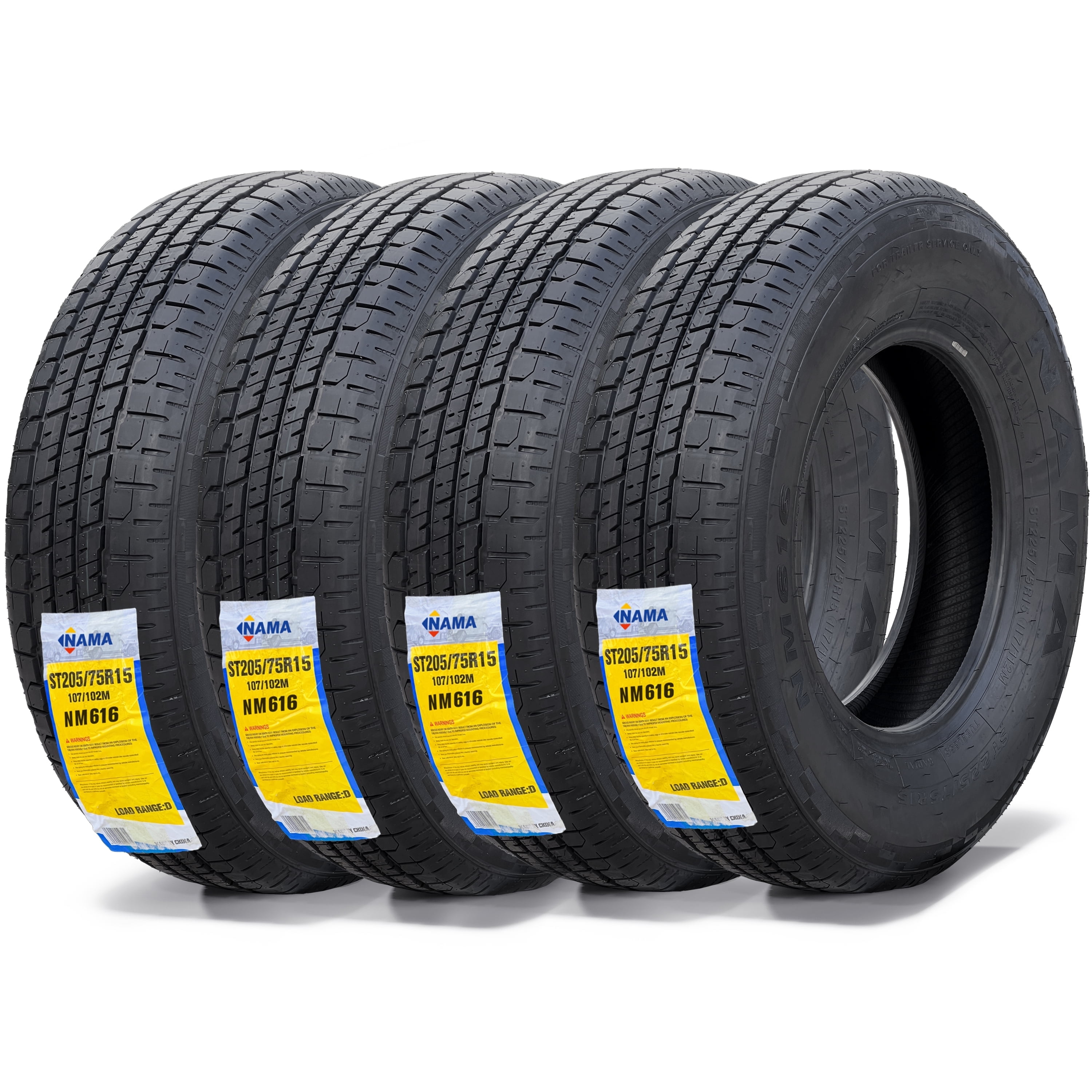 NAMA Set of 4 NM616 Heavy Duty ST Tire Radial Trailer Tire 205/75R15 ...