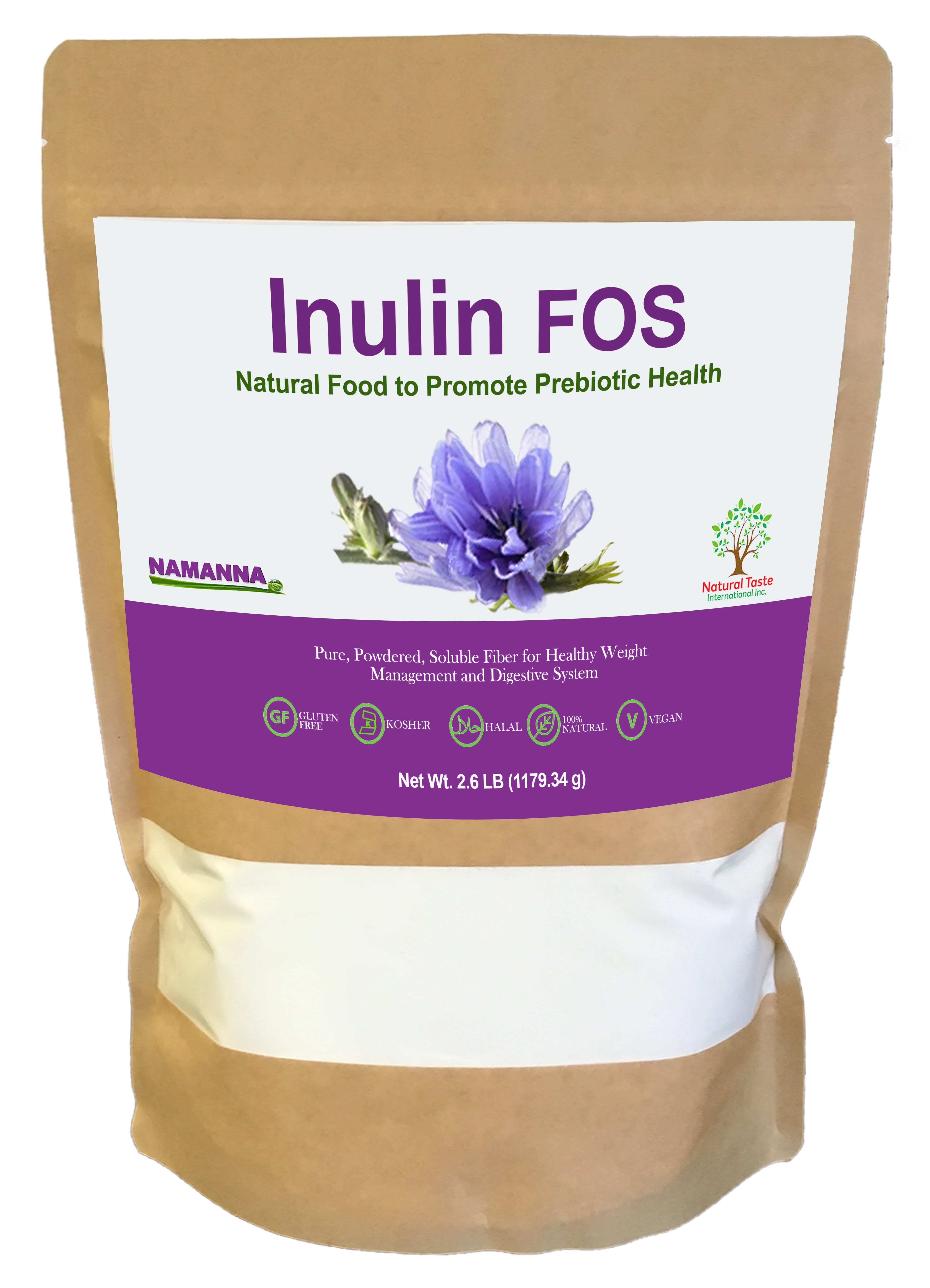 NAMANNA Pure Inulin FOS Powder (2.6 lb) – Natural Fiber from Chicory ...