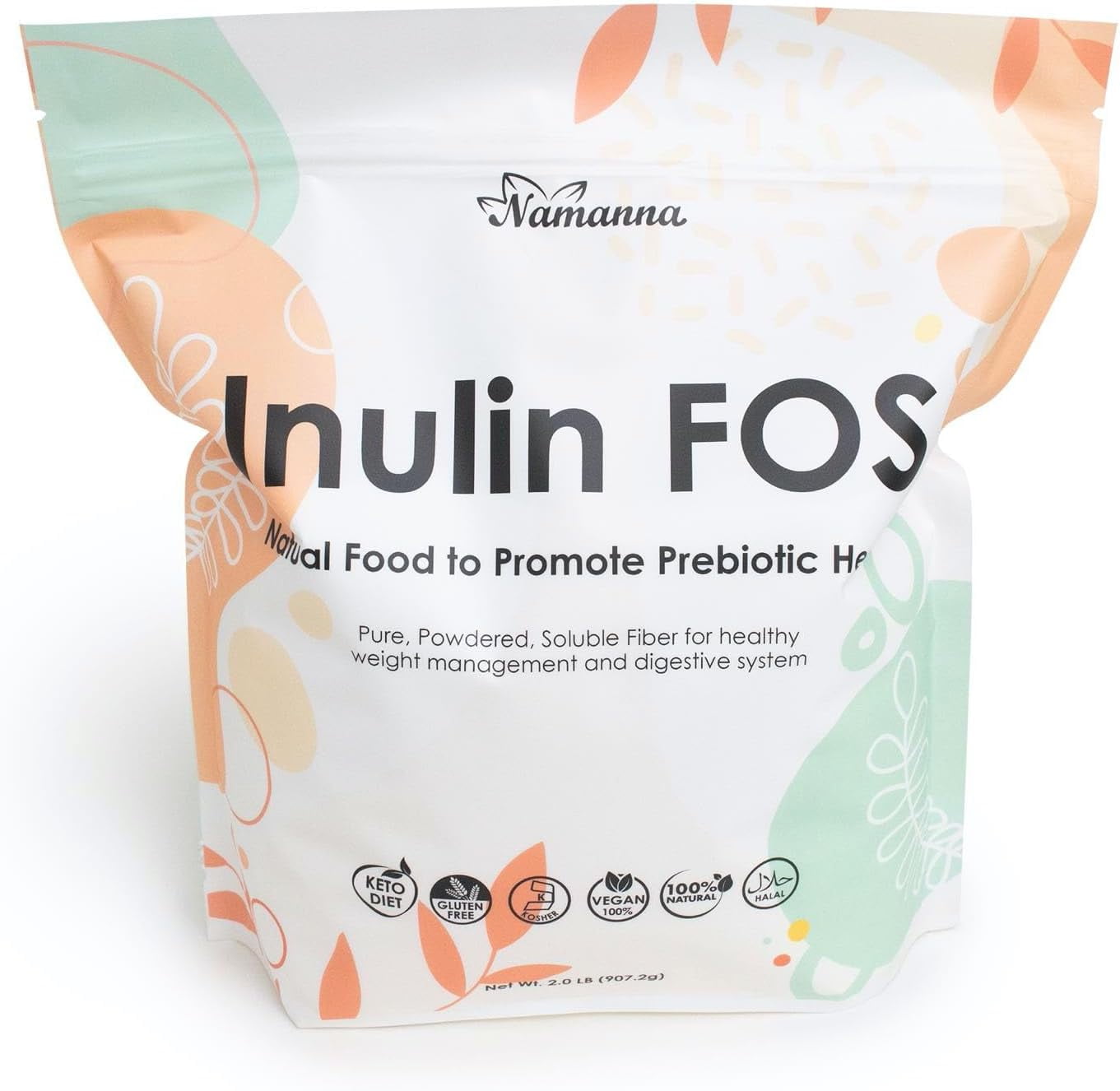 NAMANNA Pure Inulin FOS Powder (2 lb) – Natural Fiber from Chicory Root ...