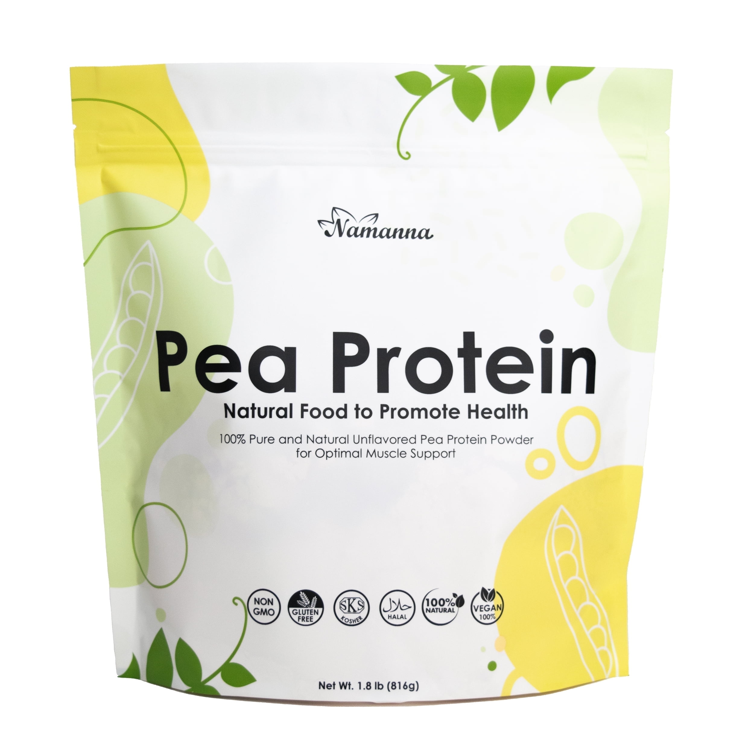 NAMANNA Pure Pea Protein Powder, 80% Protein Content, Vegan, Plant ...