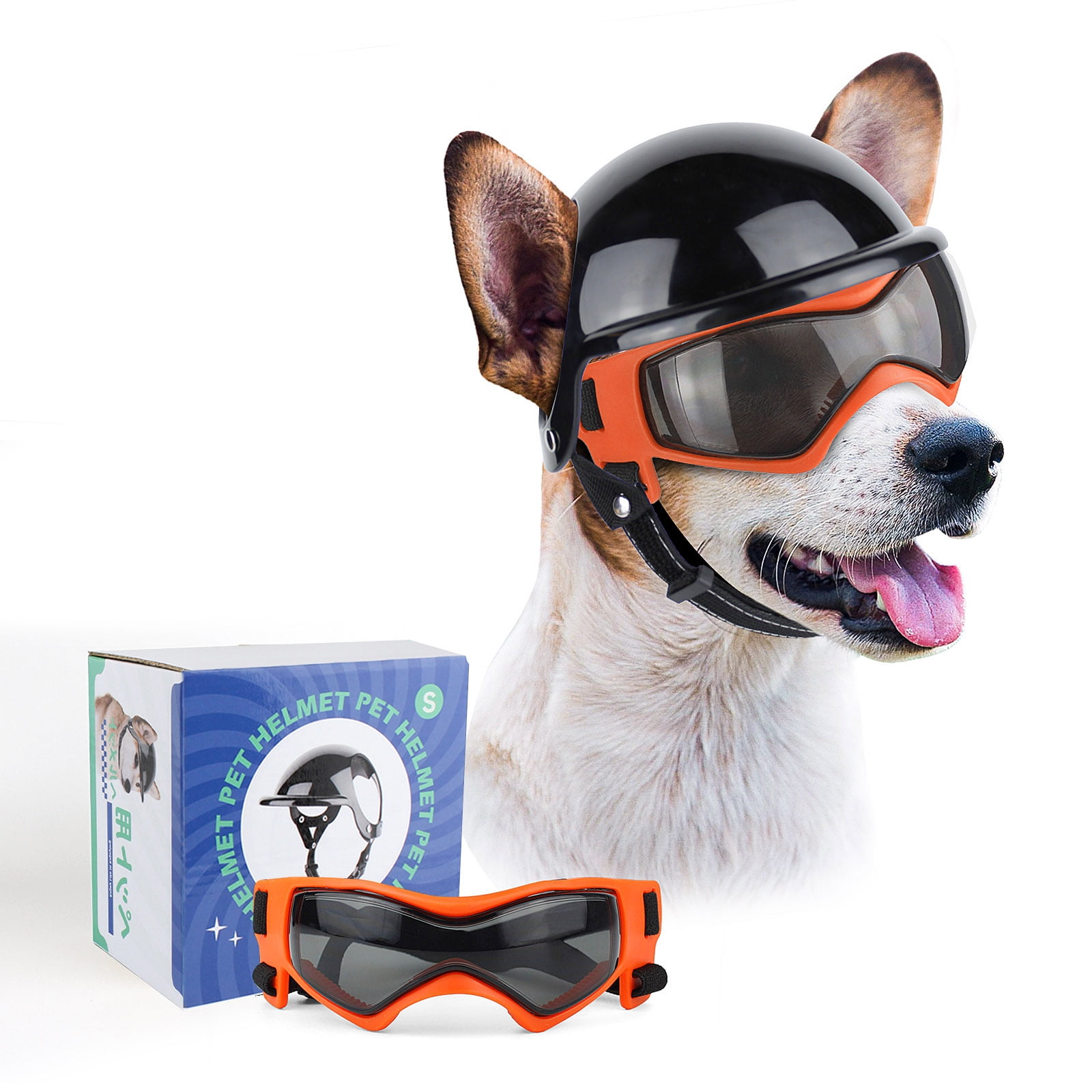 NAMSAN Anti-UV Dog Goggles with Cool Motorcycle Pet Helmet for Outdoor ...