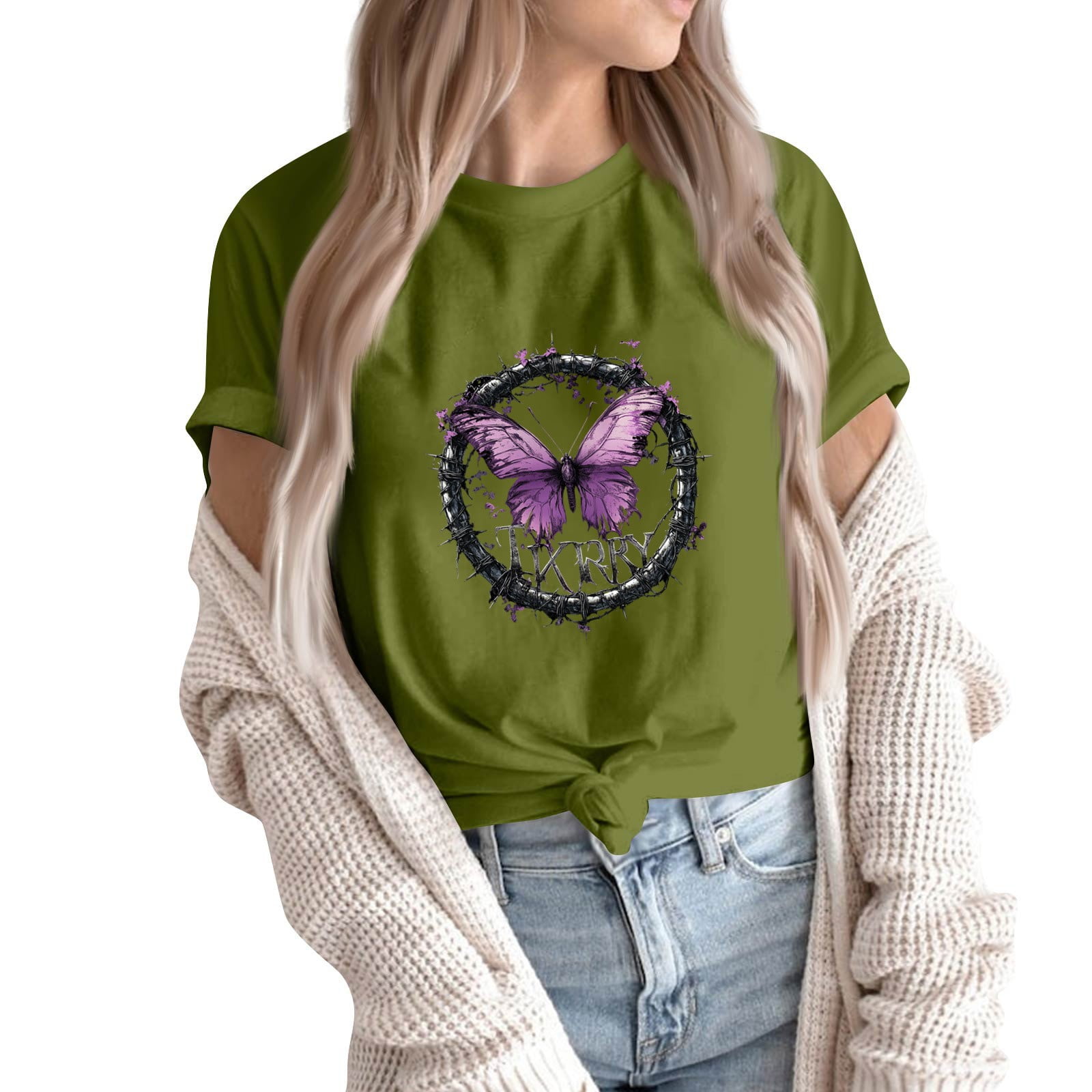 NAMTYQX Basic Tees for Women Oversize Basic Muster Short Sleeve ...