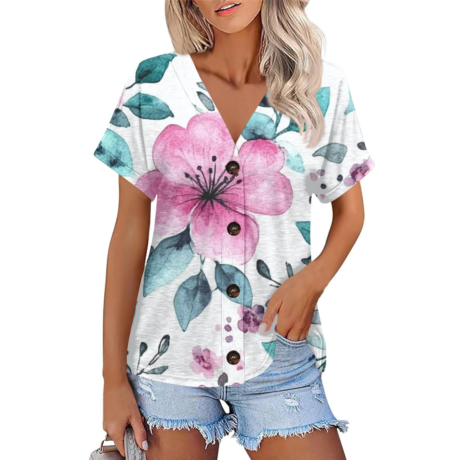 NAMTYQX Basic Tops for Woman Soft Short Sleeve Relaxed Fit Light Casual ...