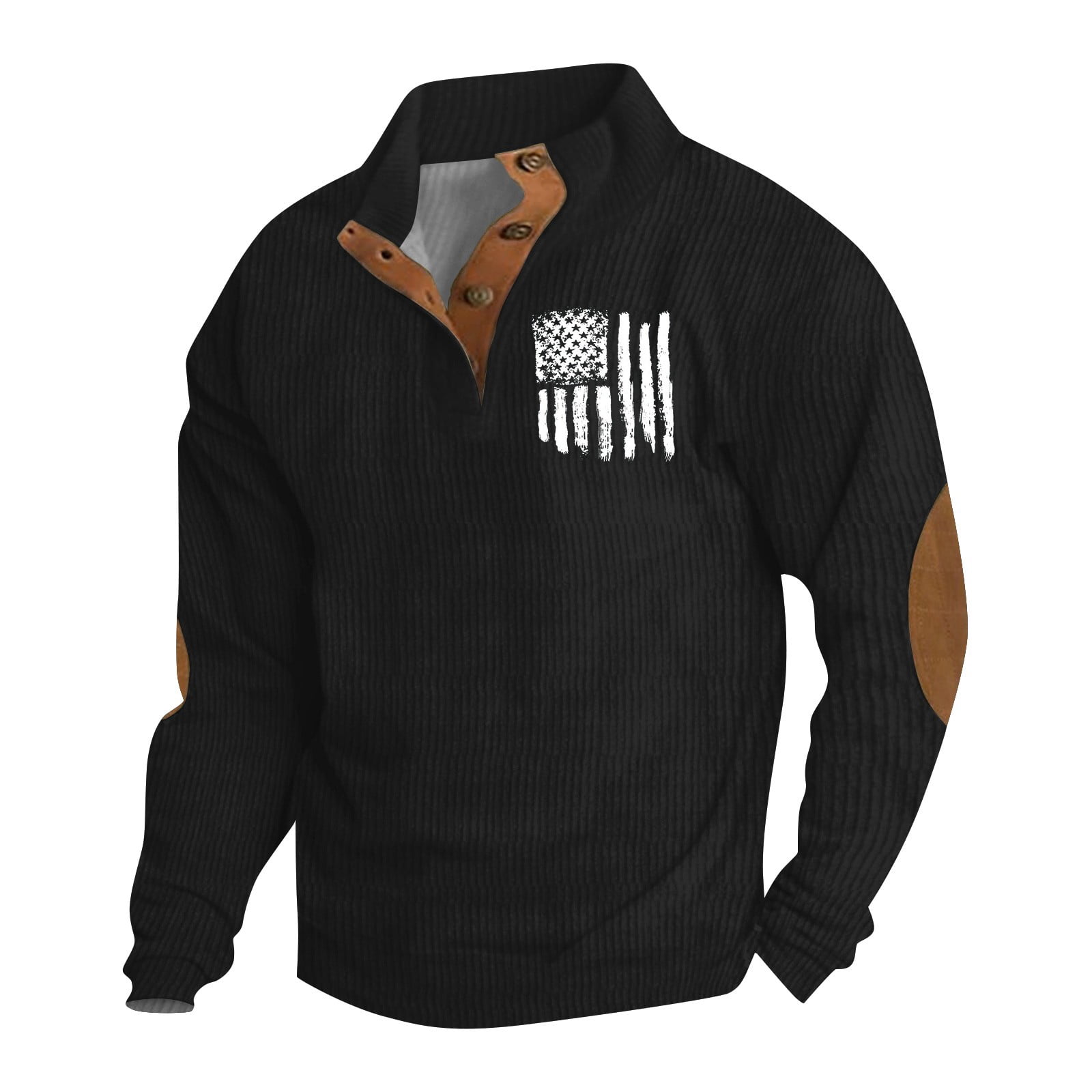 NAMTYQX Corduroy Shirts for Men Lounges Stand Collar Button Down ...
