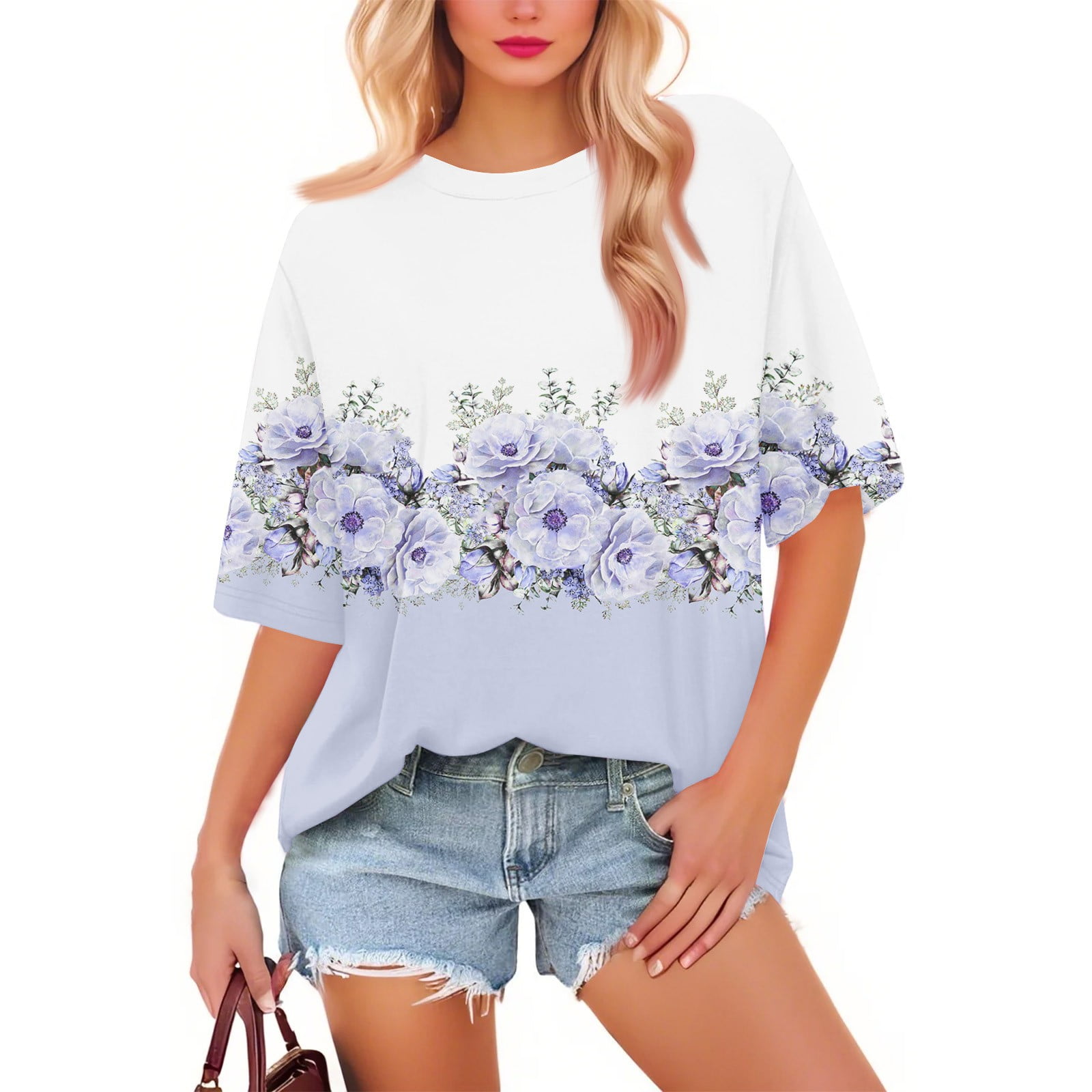 NAMTYQX Spring Tops for Women 2025 Patterns Cute Pop Light Plus Size ...