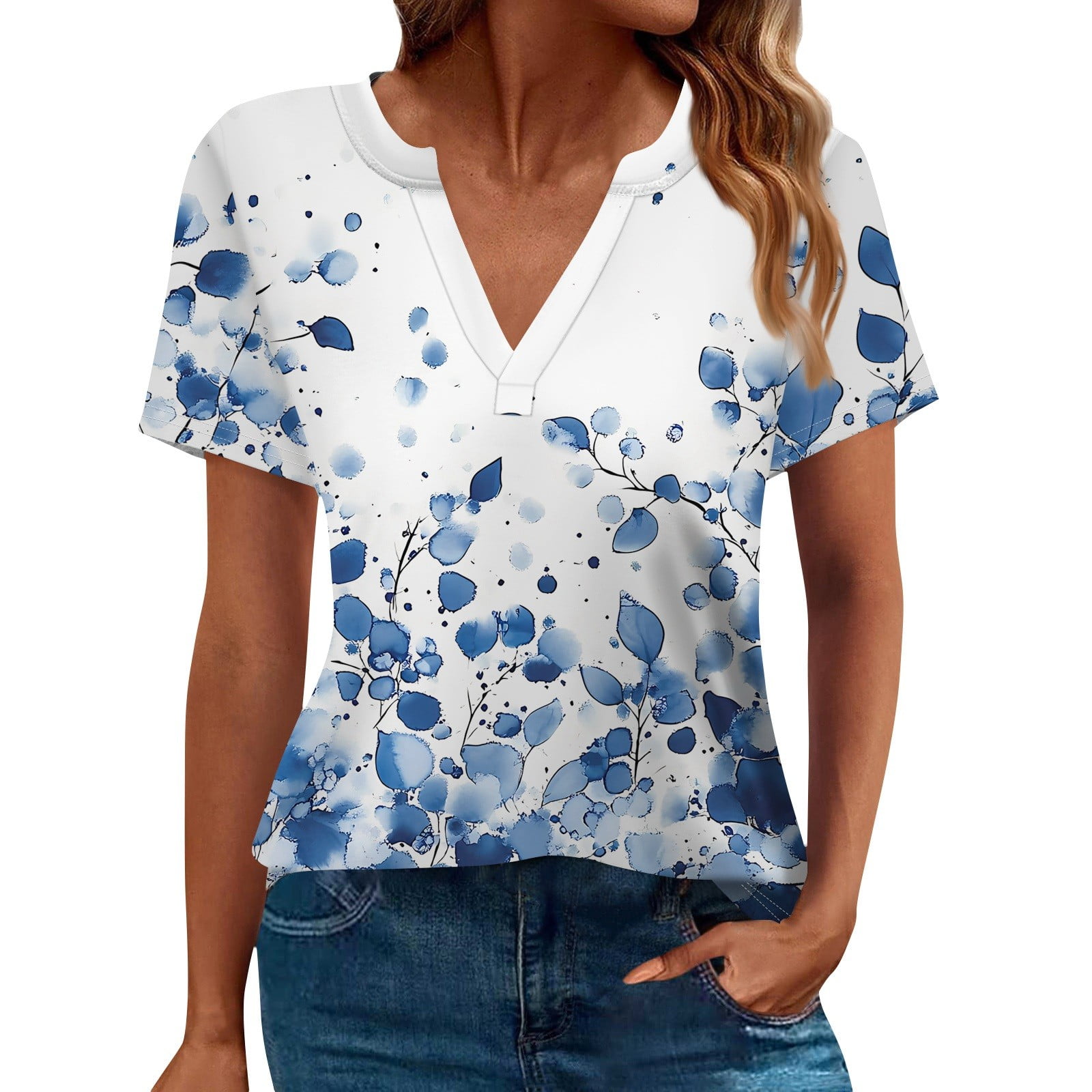 NAMTYQX Summer Tops for Women Trending Lounge Comfort Loose Fitting ...