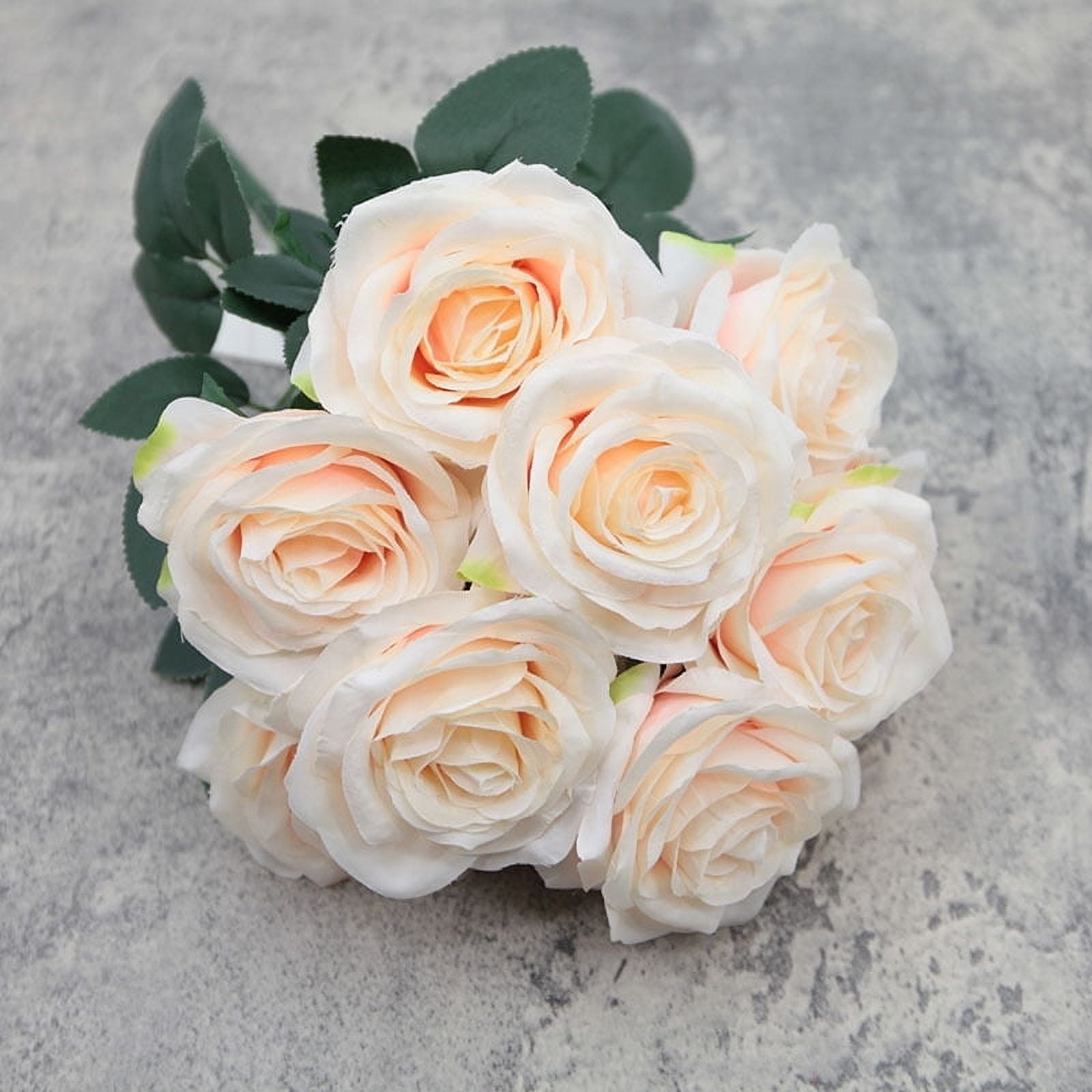 NAMZI 1 bundle of 10 simulated cream roses with 43cm long flower heads ...