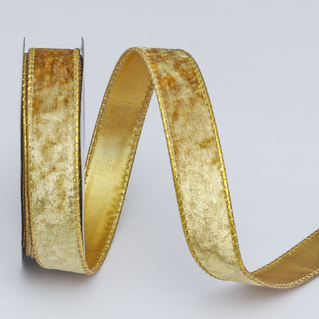 NAMZI 10 Yard Continuous 1 Inch Wired Ribbon, Metallic Crushed Velvet ...