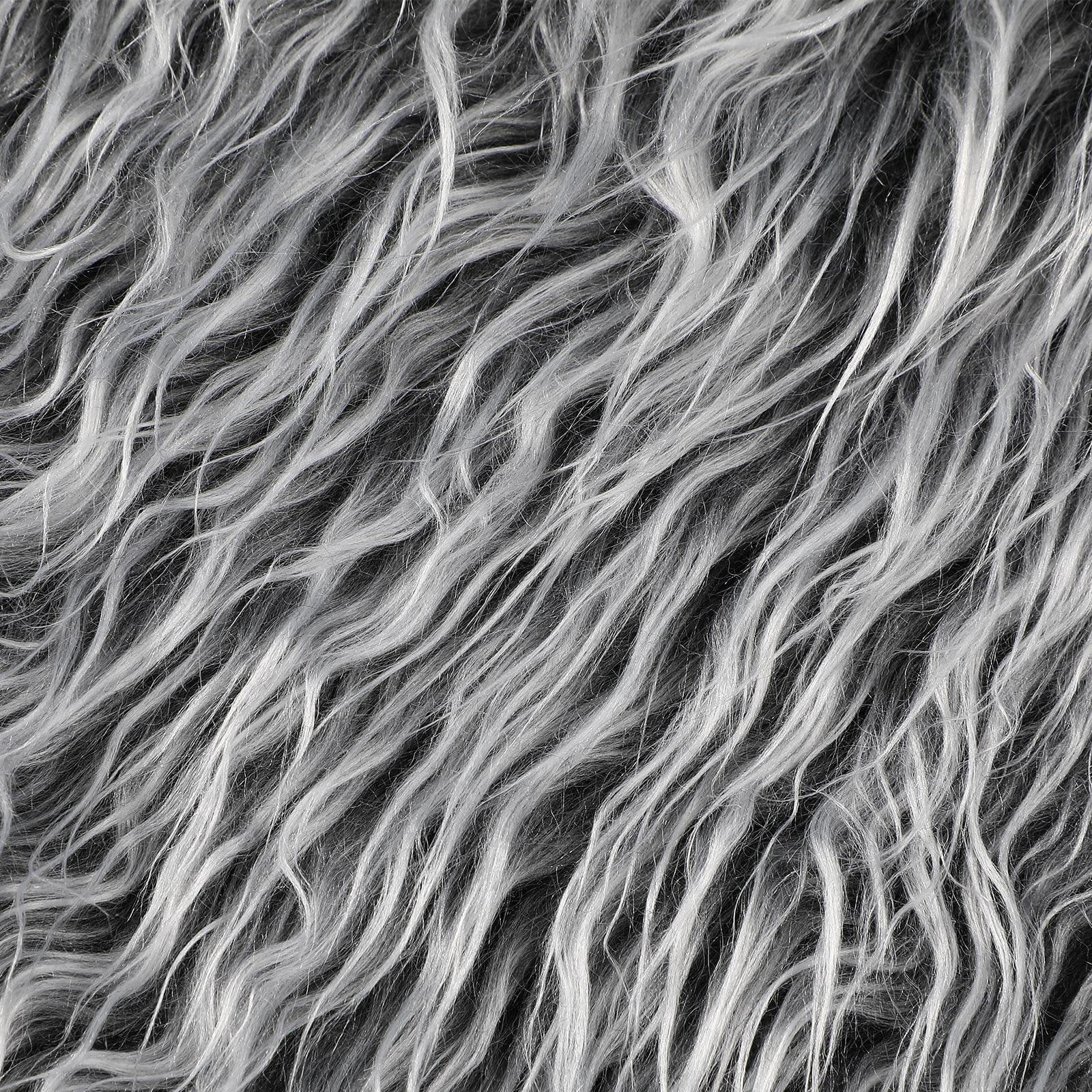 NAMZI 2 Pcs 25x25cm Grey White Faux Fur Craft Patches, Fluffy Shaggy ...