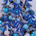 NAMZI 24 Pcs Blue Christmas Decor, Fake Gold Leaf Magnolia Leaves ...