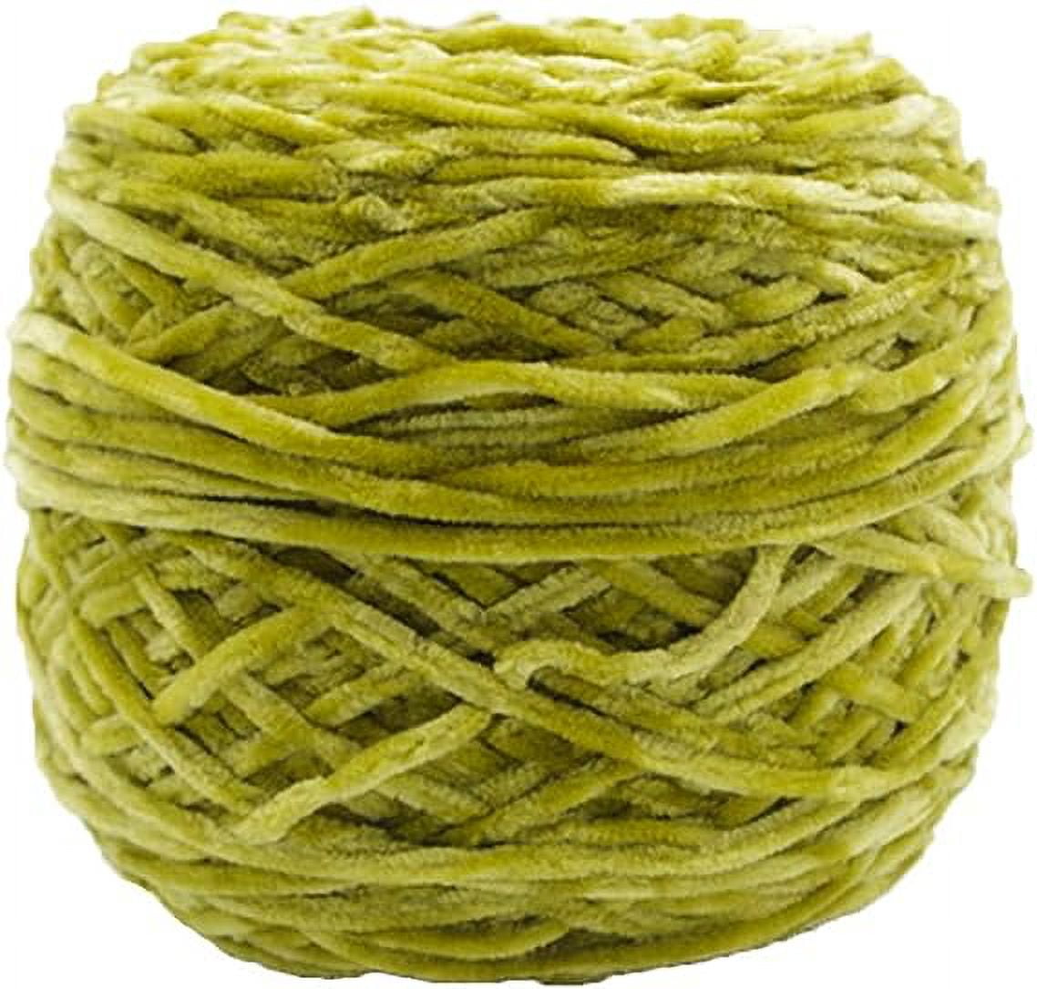 NAMZI 250g Chenille Velvet Yarn Light Green Bulky Vegan Soft Yarn ...