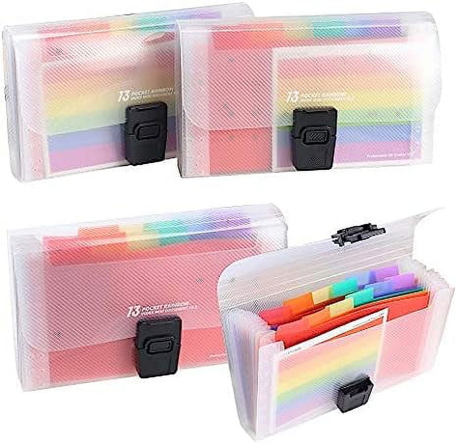 NAMZI 4 Pack Expanding File Folder, A6 13 Pockets Rainbow Document ...
