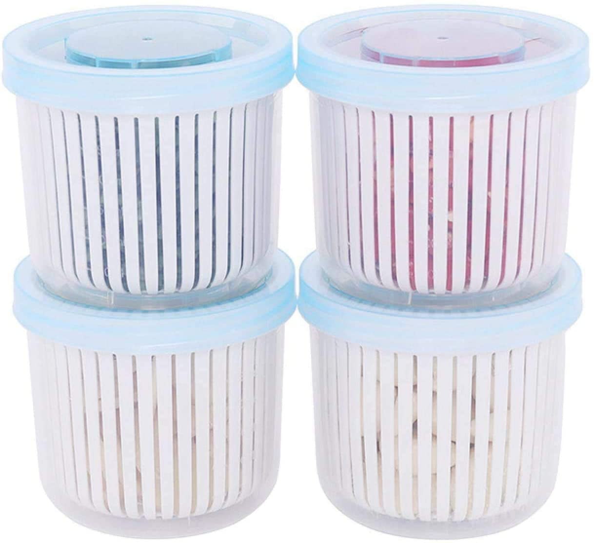 NAMZI 4pcs Stackable Double Layer Vegetables Sealed Keeper, Vegetable ...