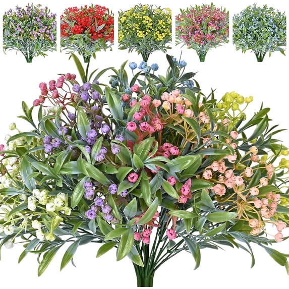 NAMZI 6 Bundles Artificial Flowers for Outdoors, Faux Outdoor Plants UV ...