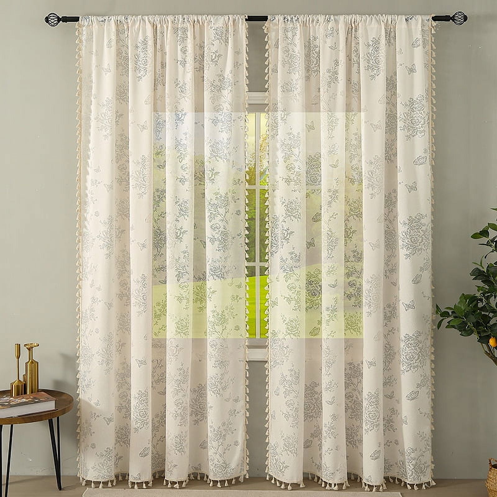 NAMZI Curtains Sheer - Texture Sheer Window Covering, Light & Airy ...