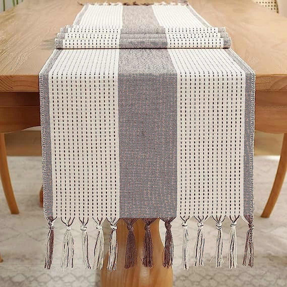 NAMZI Rustic Farmhouse Table Runner 90 Iches Long Burlap Style 13“ x 90 ...