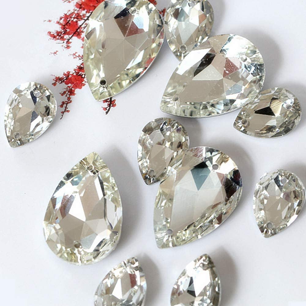 NAMZI Teardrop Crystal Sew On Rhinestone Pointback Glass Sew on Stone ...