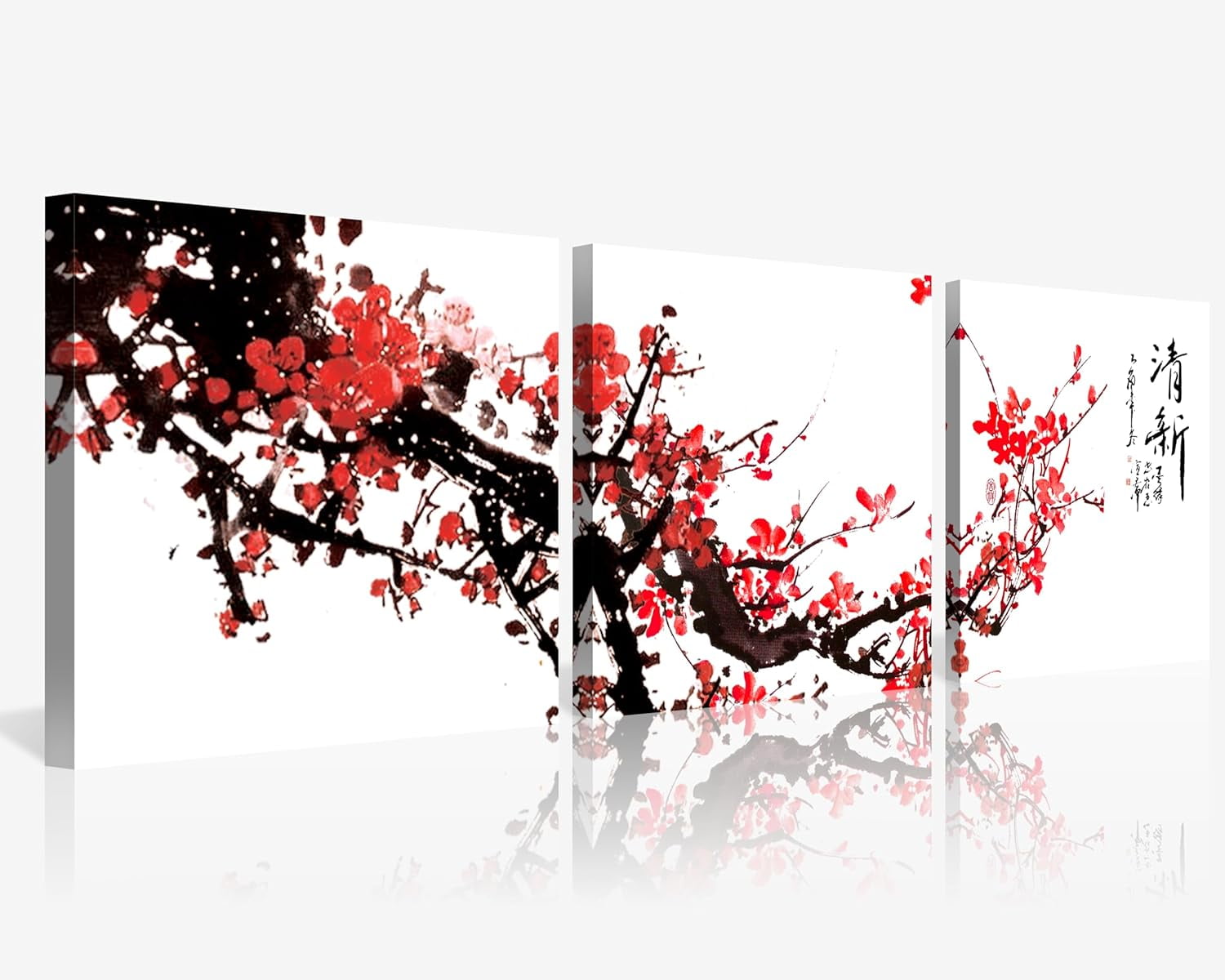 NAN Wind Small Size Traditional Chinese Painting of Red Plum Blossom ...
