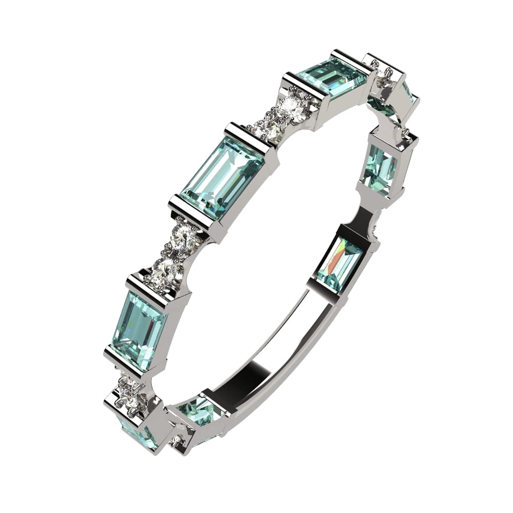 NANA Silver Stackable Ring Baguette Cut Platinum Plated-Size 7 ...