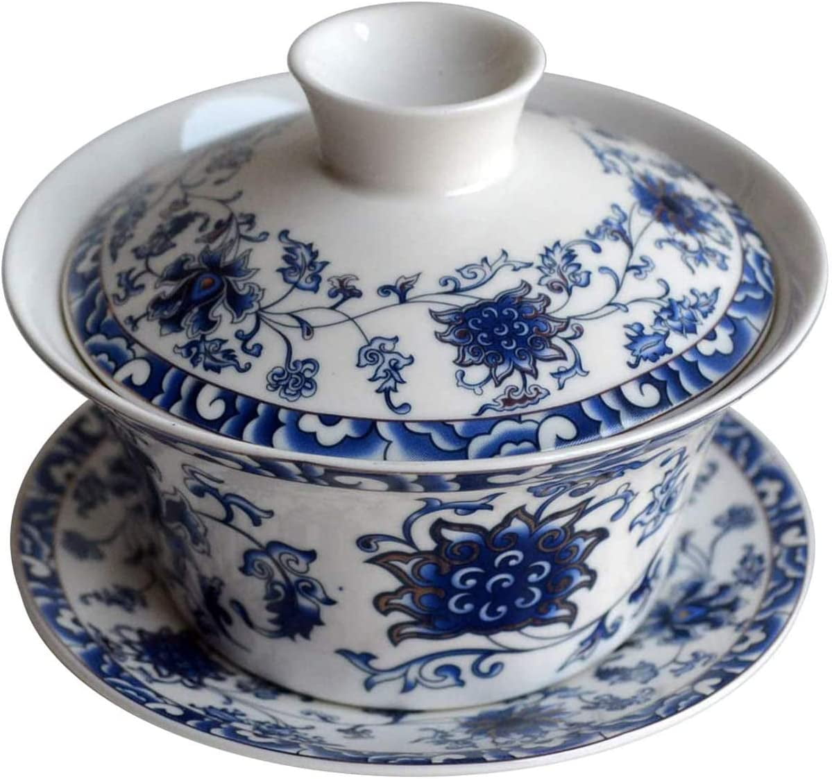 NANAHuang 10oz Large Gaiwan, Porcelain Kung Fu Tea Cup with Saucer and ...