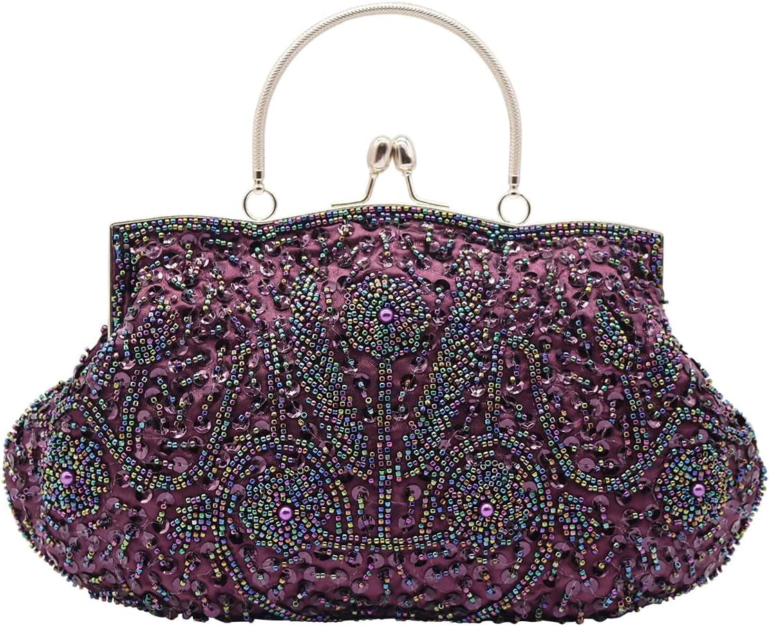 NANAHuang 1920s Women Vintage Beaded Sequin Evening Handbag Formal ...