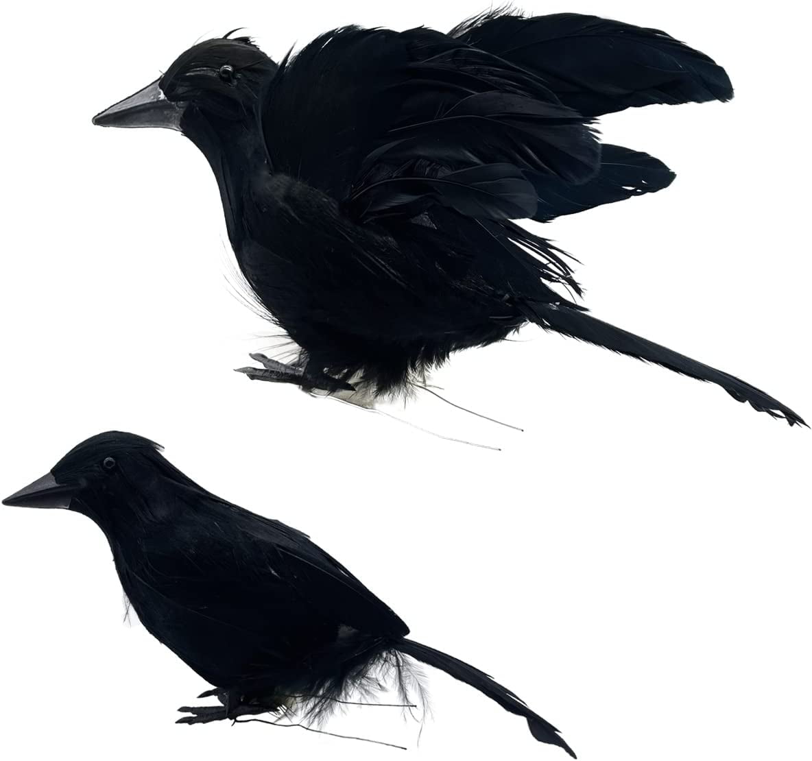 NANAHuang 2pcs Black Crows Decorations Feathered Crows Handmade Prop ...