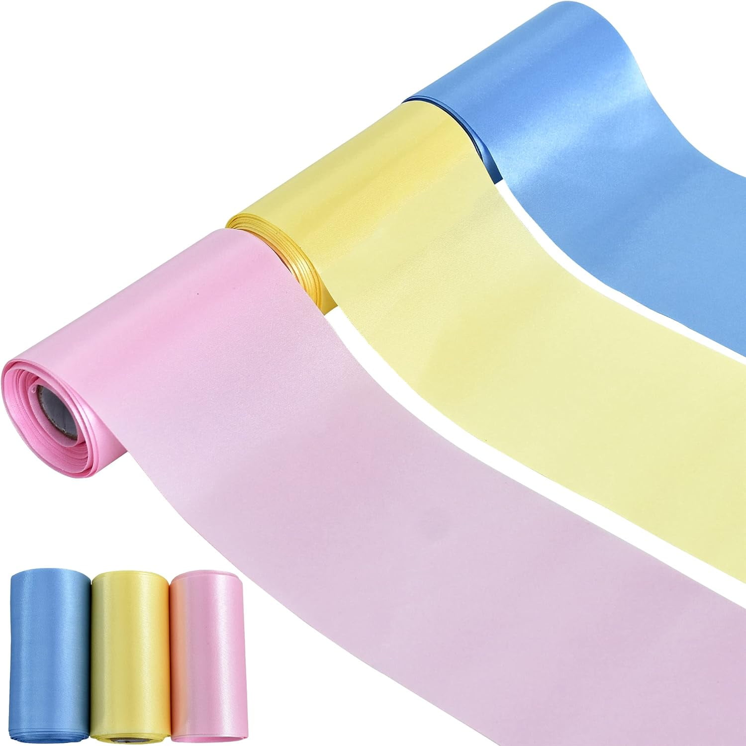 NANAHuang 4 Inch x 22Yards Wide Red Satin Ribbon Solid Fabric Large ...