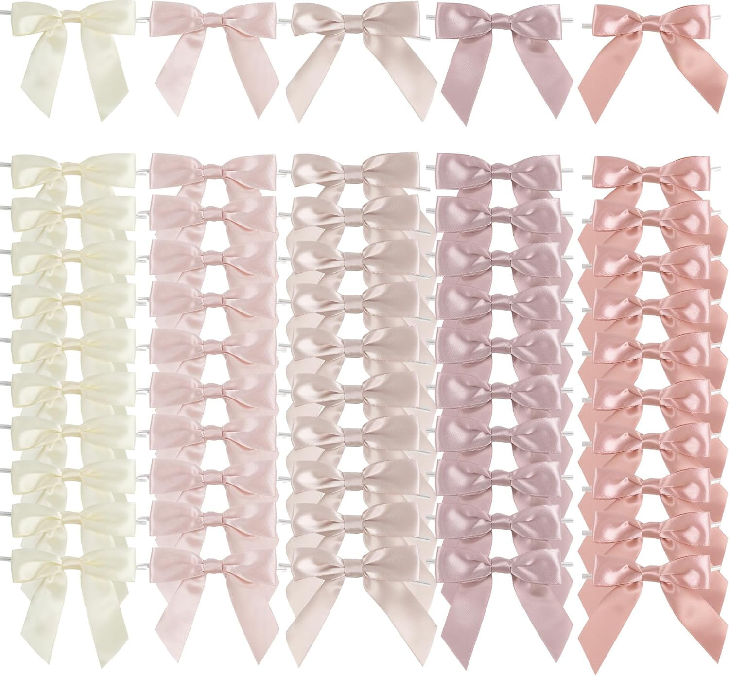 NANAHuang 5 Colors Dusty Blue Twist Tie Bows 3.5Premade Blue Satin ...