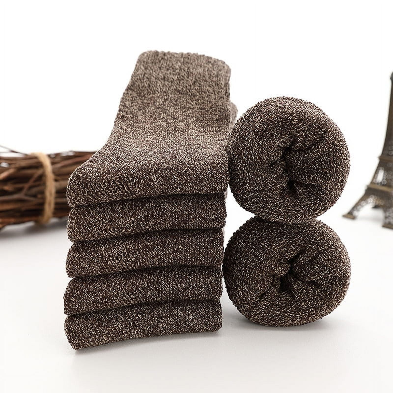NANAHuang 5Pairs Super Thick Winter Woolen Merino Socks for Men Towel ...