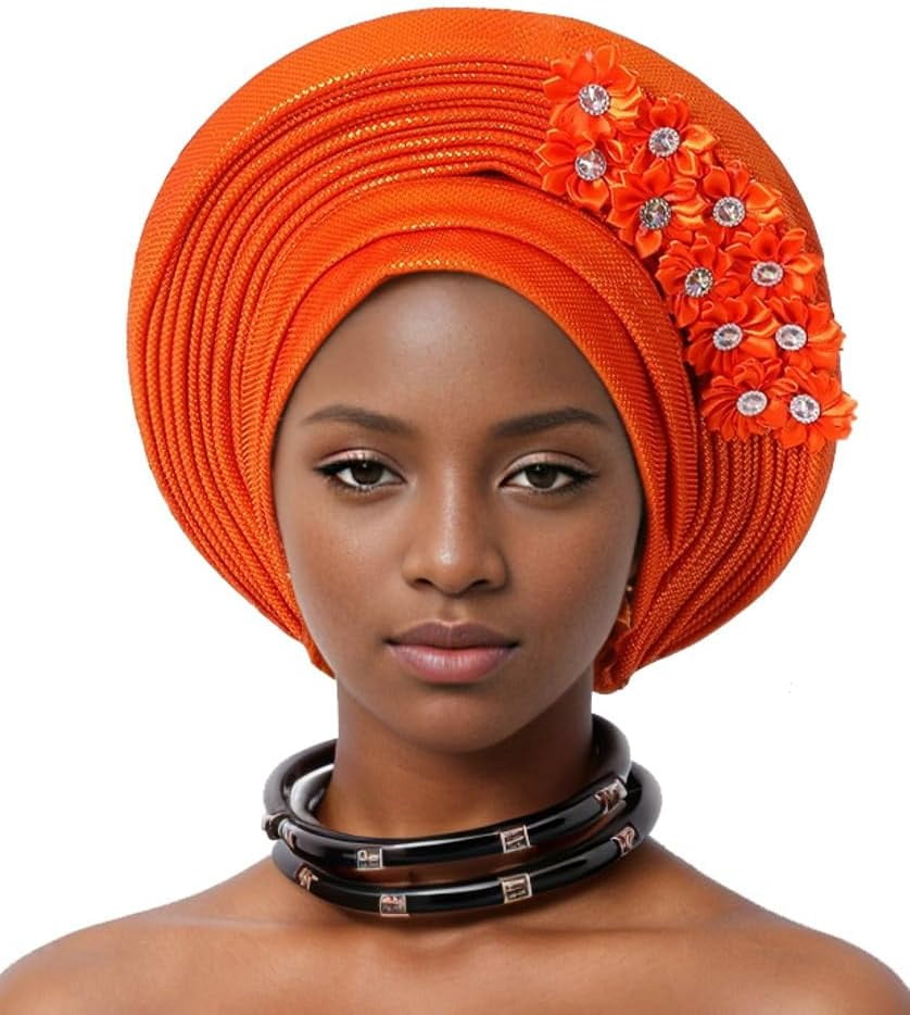 NANAHuang African Turbans for Women Nigerian Aso Oke Headwrap Auto Gele ...