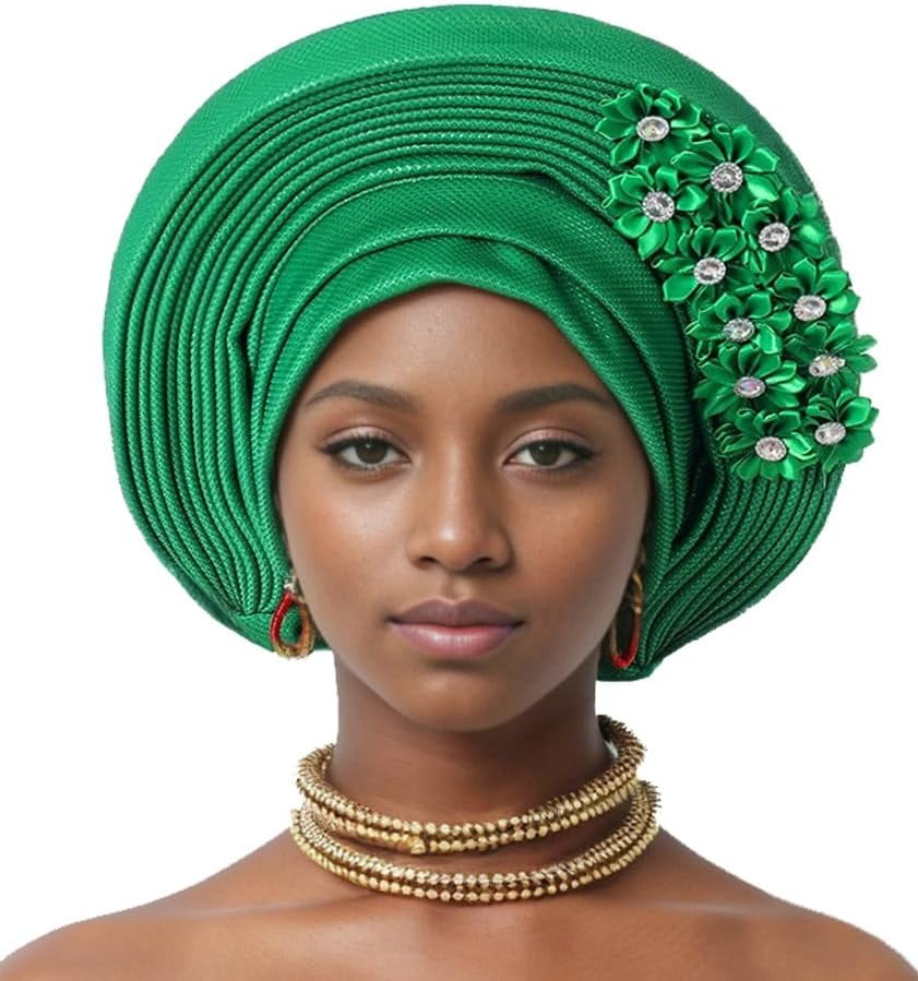 NANAHuang African Turbans for Women Nigerian Aso Oke Headwrap Auto Gele ...