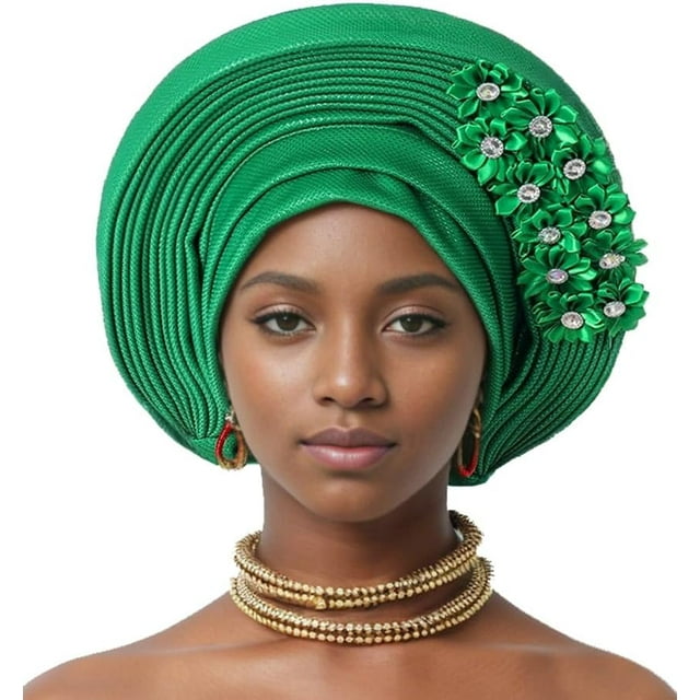 NANAHuang African Turbans for Women Nigerian Aso Oke Headwrap Auto Gele ...