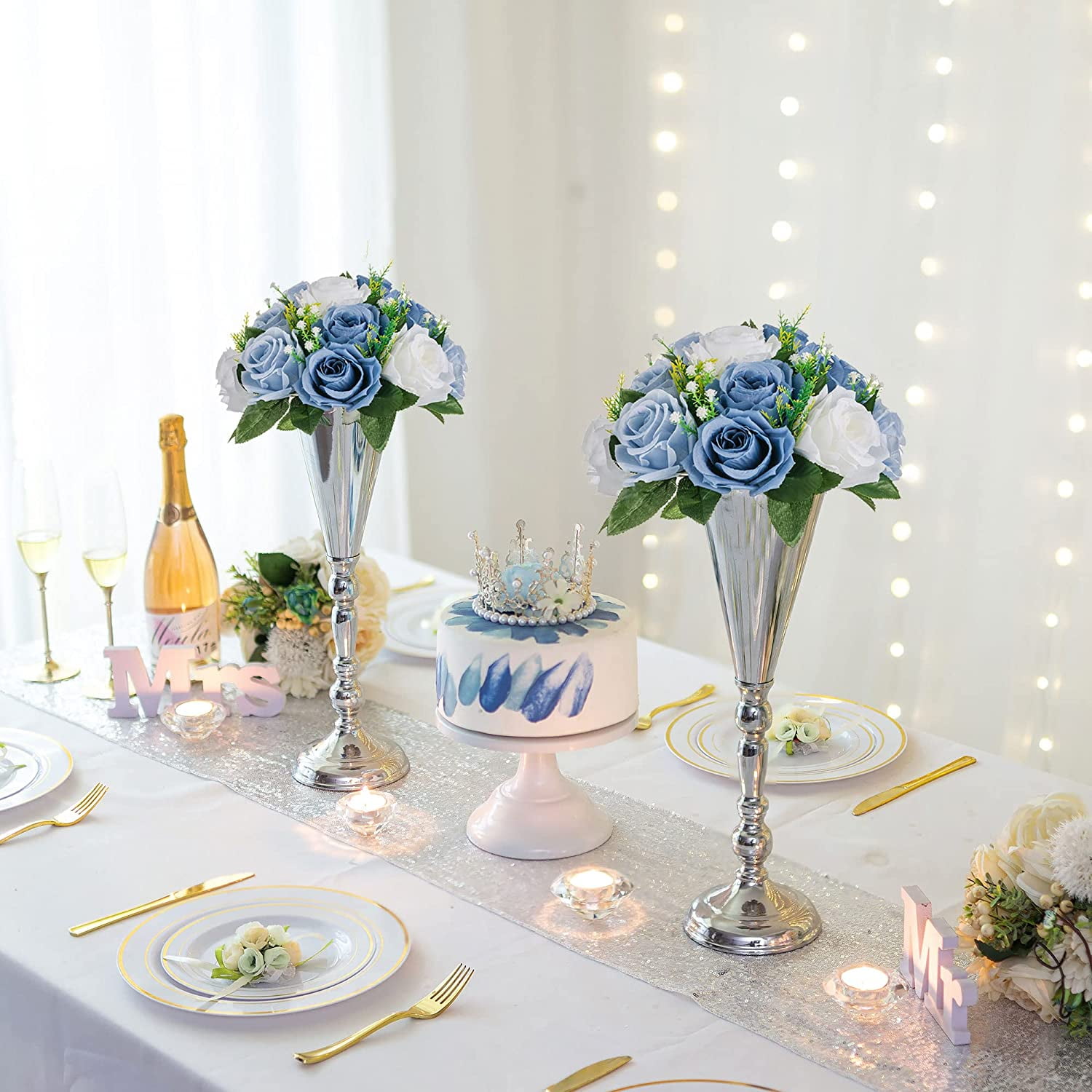 NANAHuang Blue Artificial Flowers for Decoration Fake Kissing Flower ...