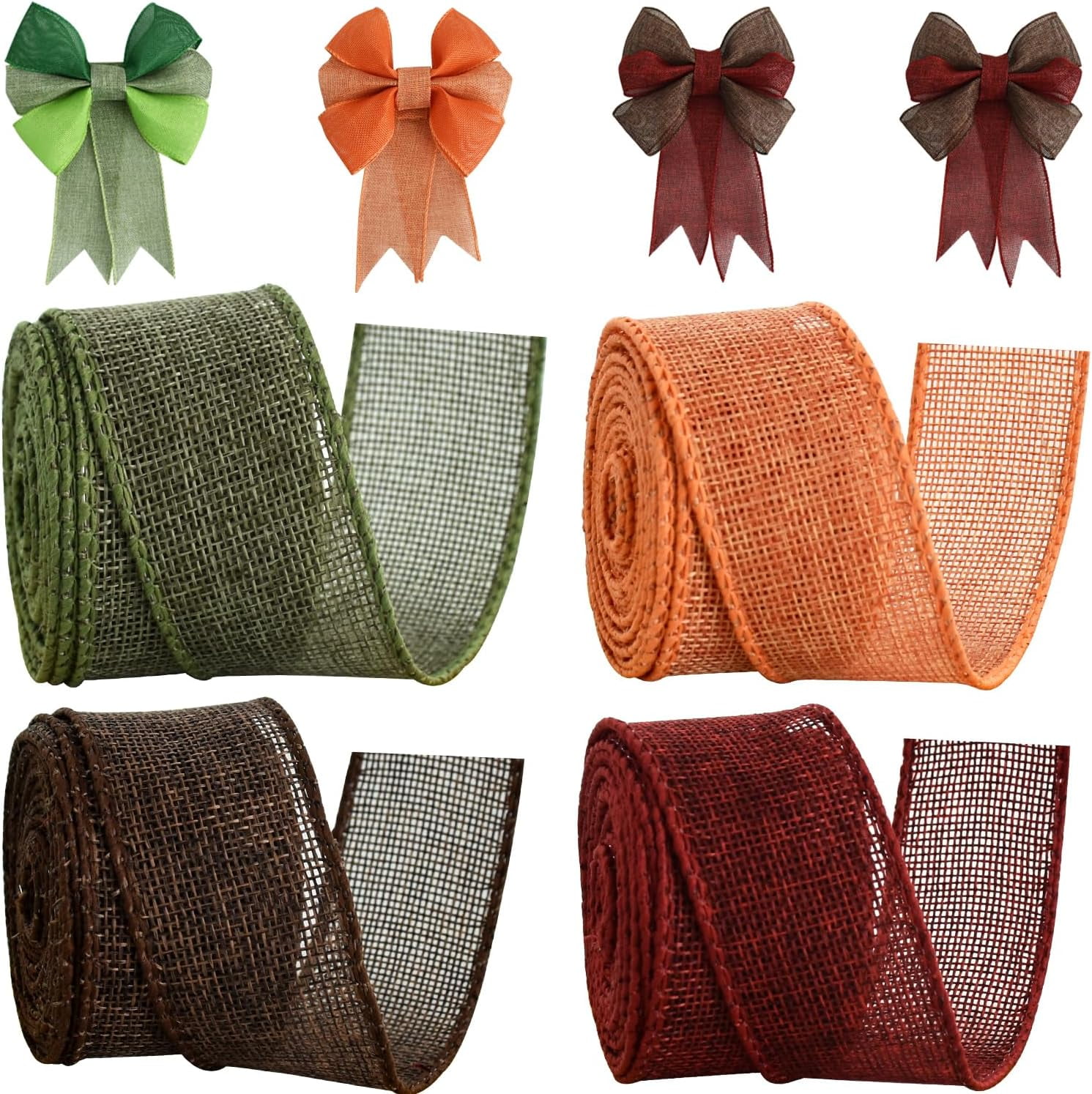 NANAHuang Burlap Wired Ribbon, 1-1/2 Inch Faux Burlap Ribbons, Royal ...