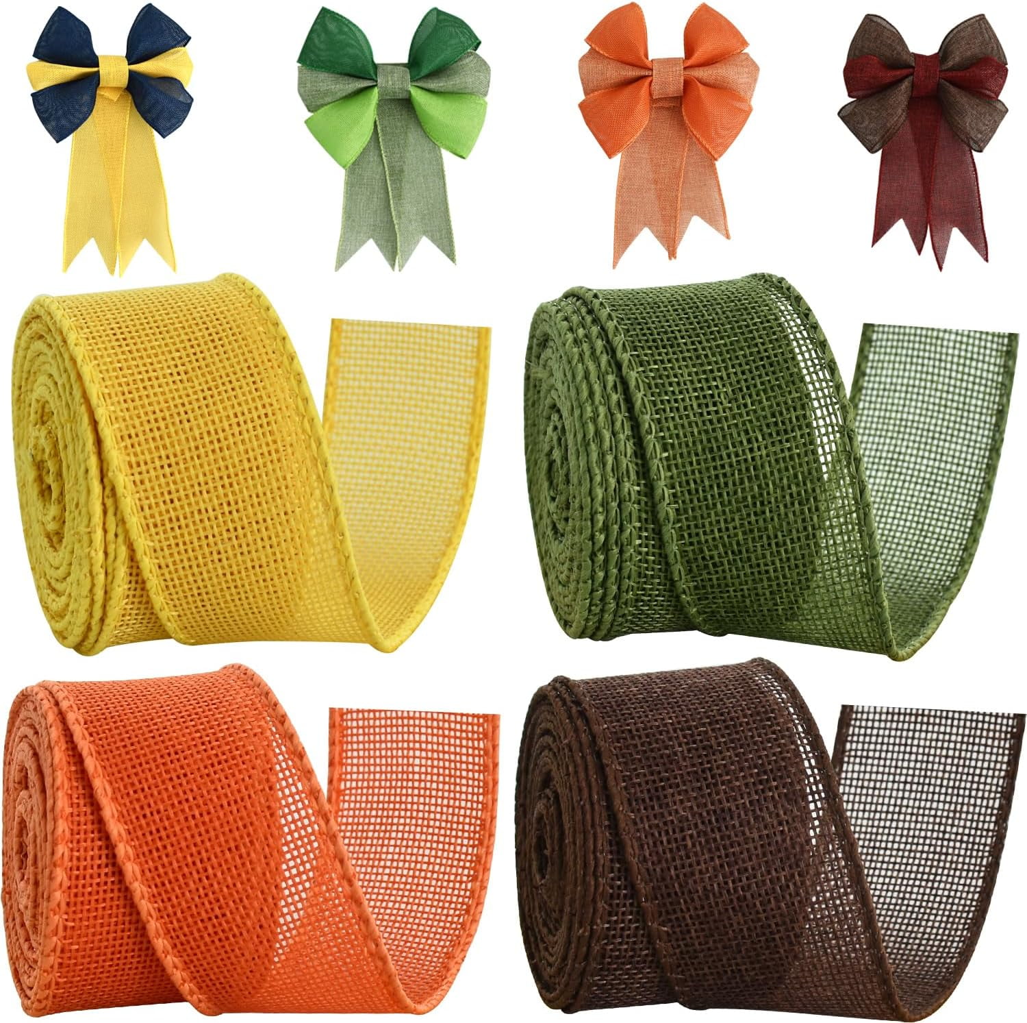 NANAHuang Burlap Wired Ribbon, 1-1/2 Inch Faux Burlap Ribbons, Royal ...