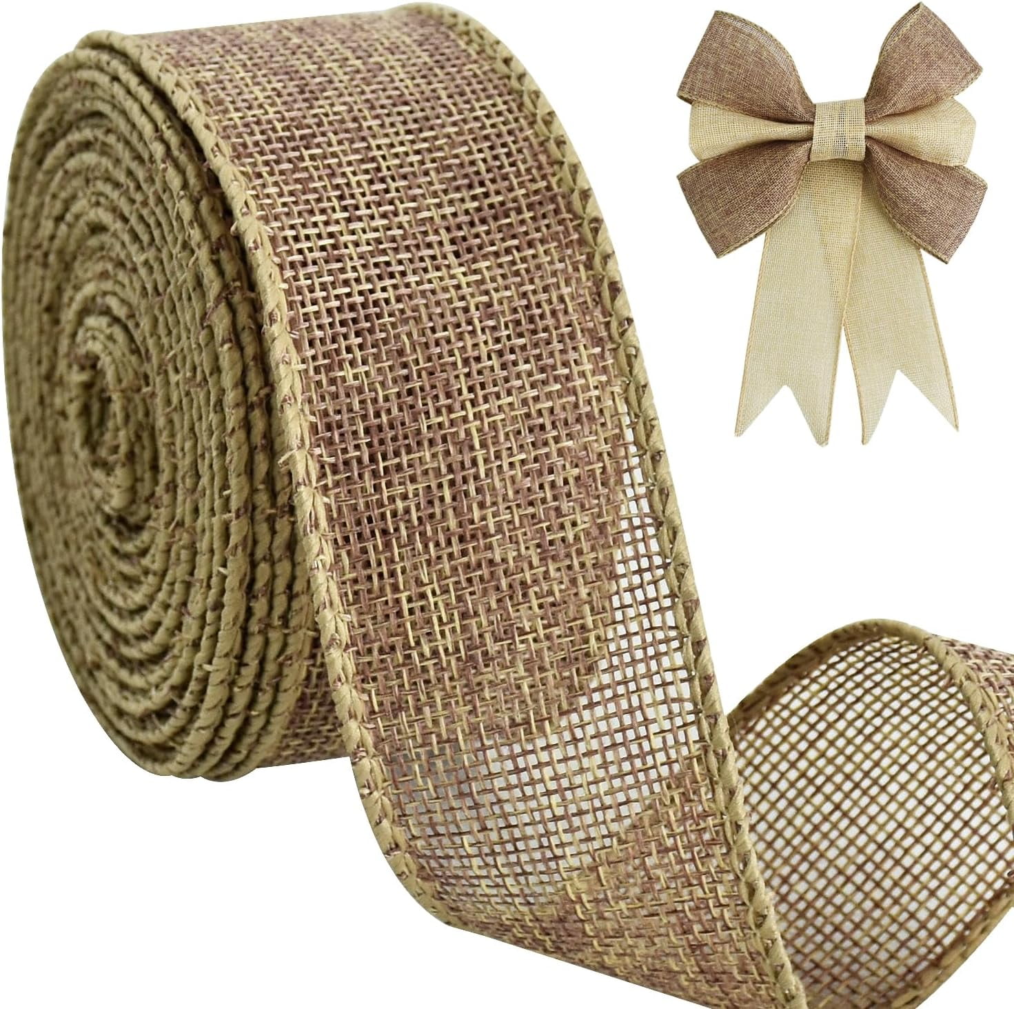 NANAHuang Burlap Wired Ribbon, 1-1/2 Inch Faux Burlap Ribbons, Royal ...