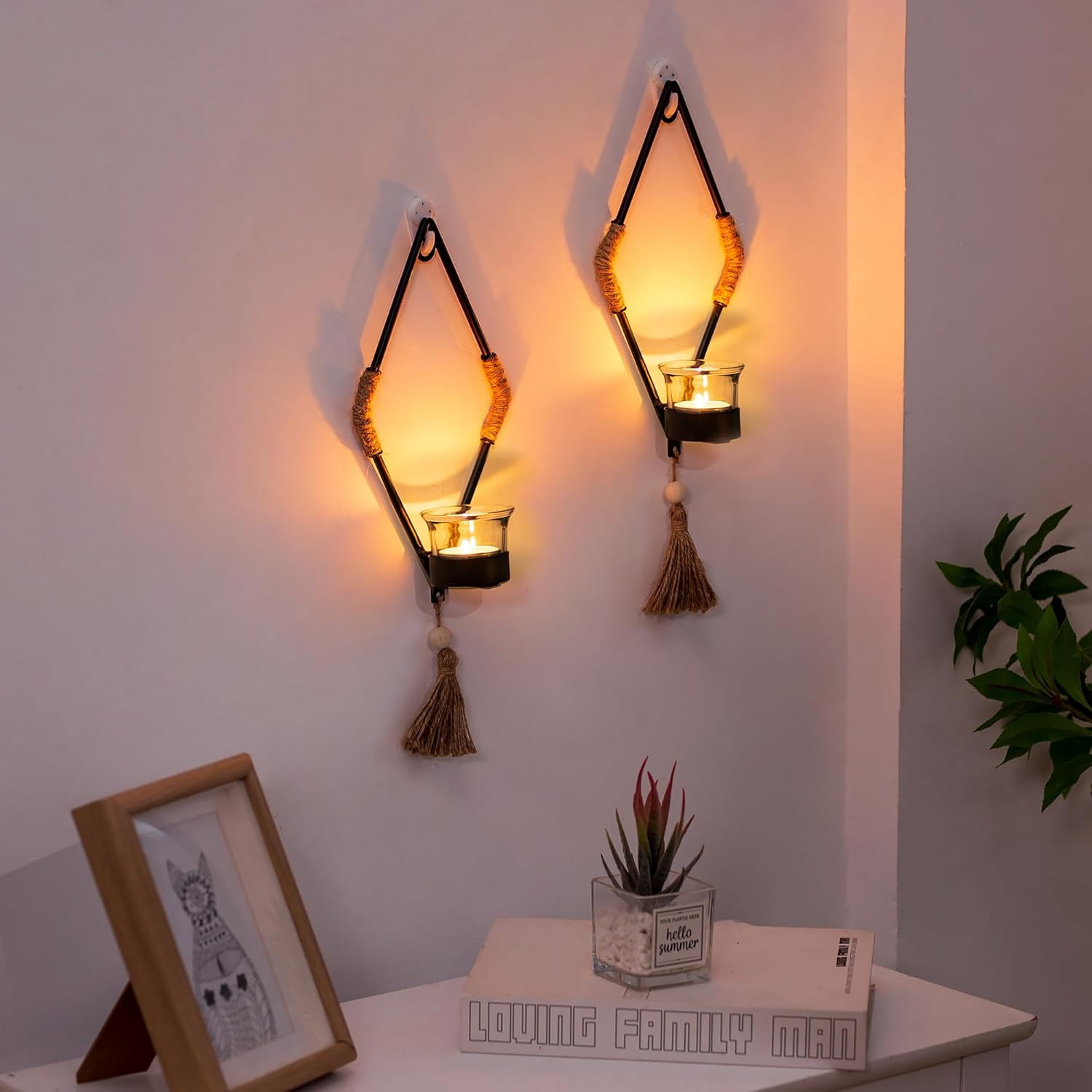 NANAHuang Candle Sconces Wall Decor - Set of 2 Black Candle Holders for ...