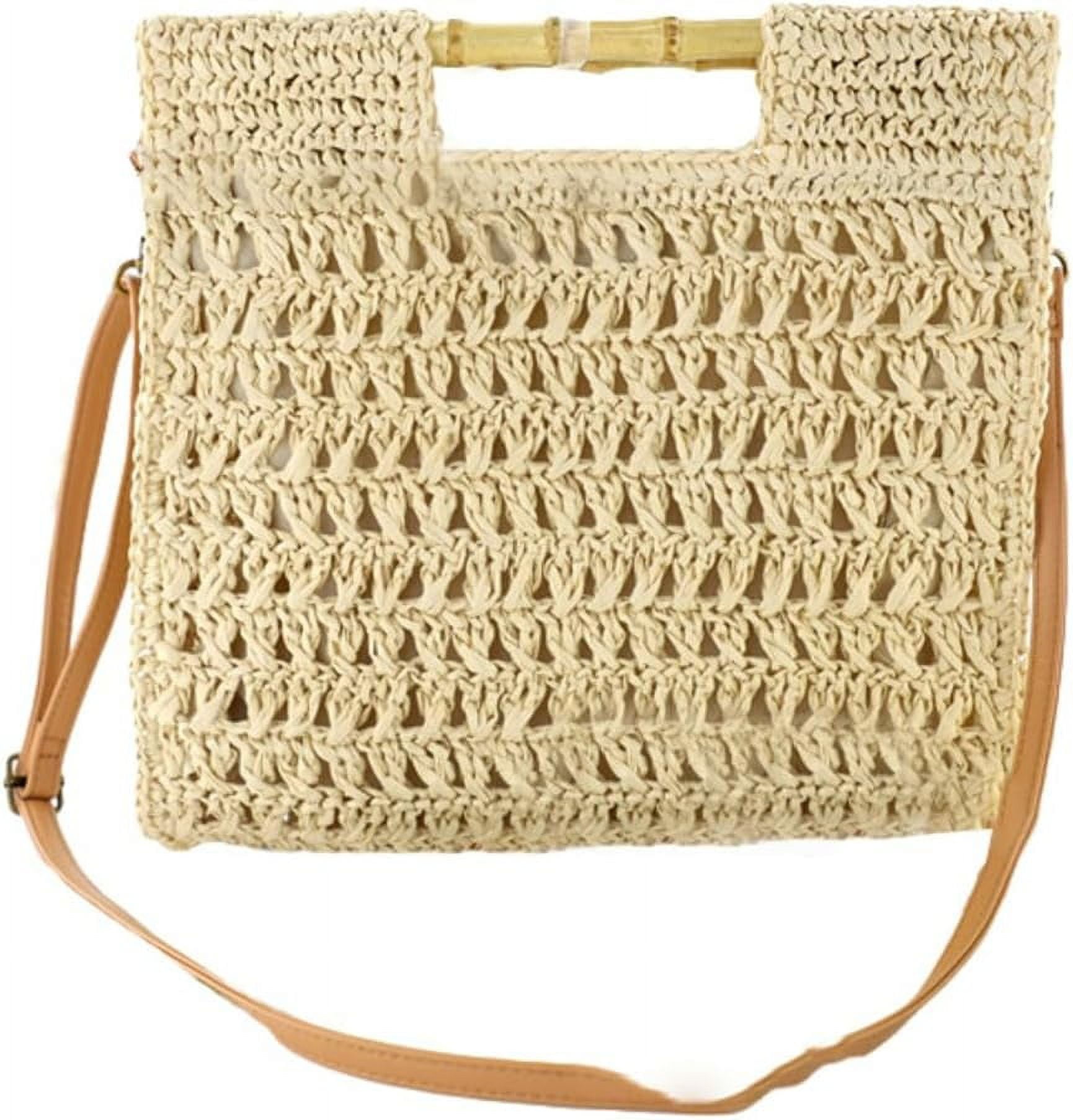 NANAHuang Casual Straw Handbags for Women Shoulder Crossbody Bag Large ...