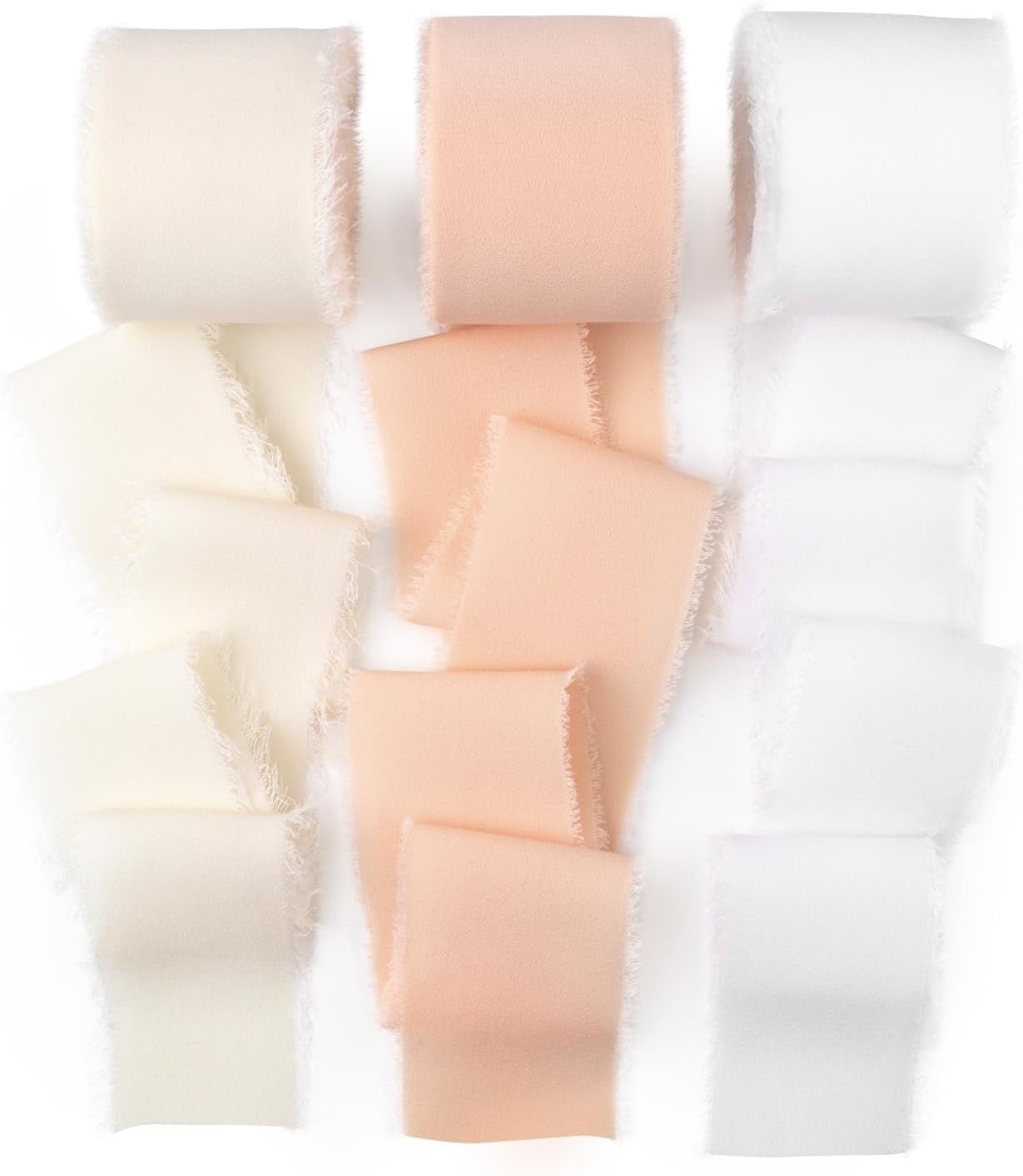 NANAHuang Chiffon Ribbon 6 Rolls Handmade Fringe Chiffon Silk Ribbon 1 ...